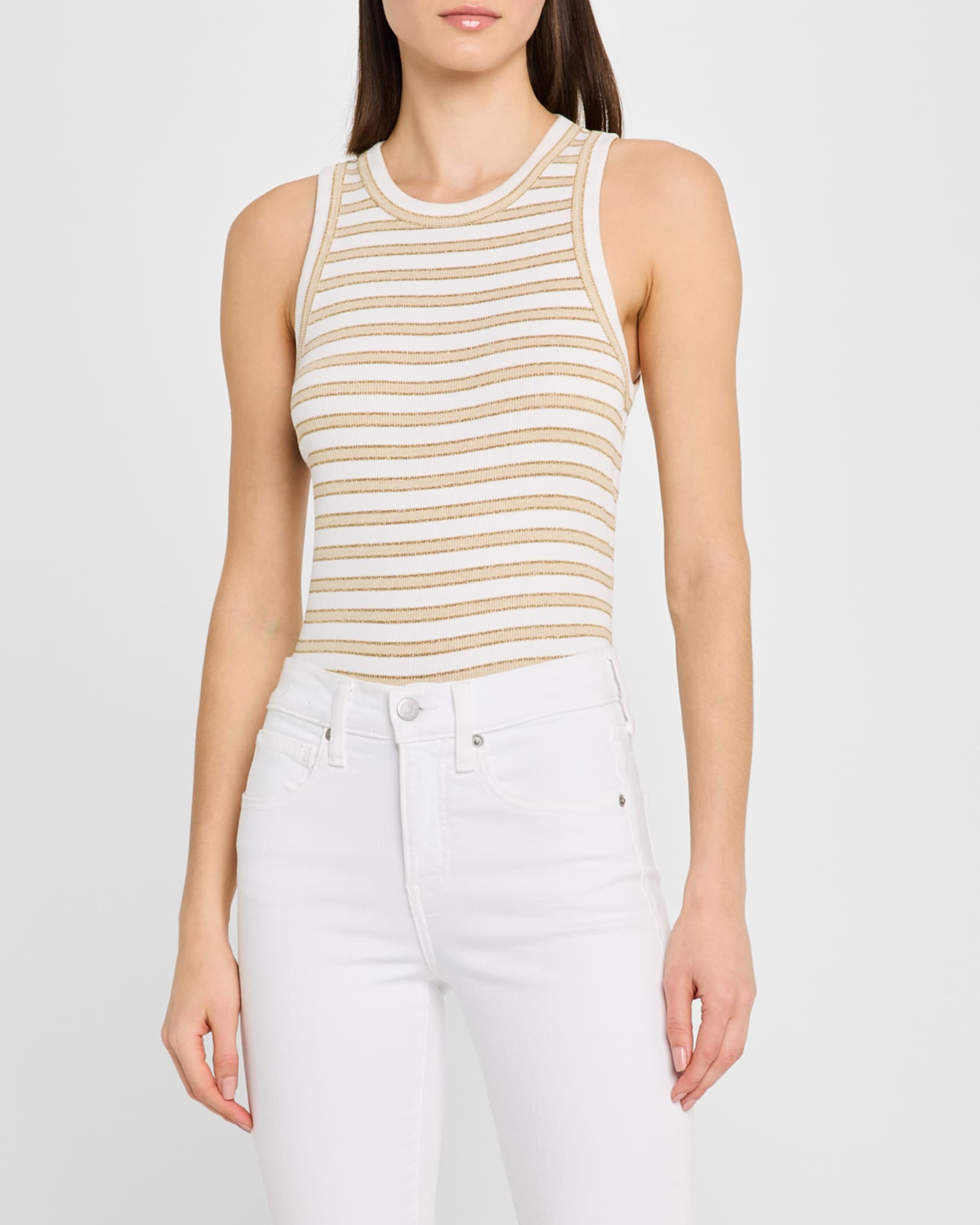 Veronica Beard Jordyn Stripe Cropped Tank Top | Neiman Marcus