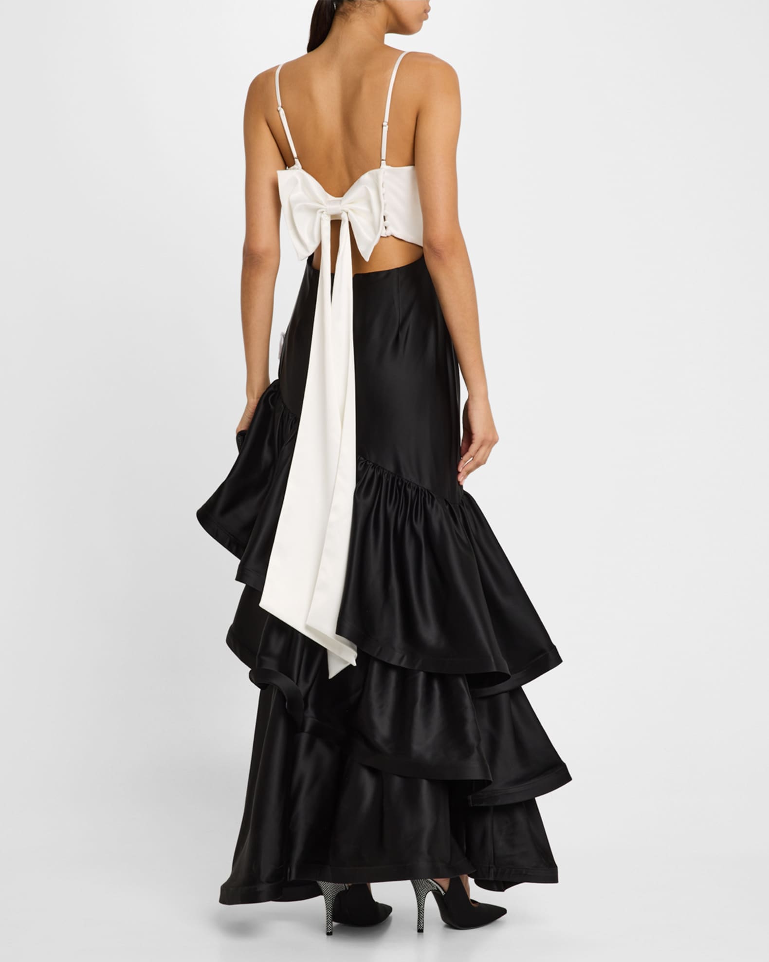 Dress the Population Black Label Clarice Two-Tone Ruffle Tiered Gown ...
