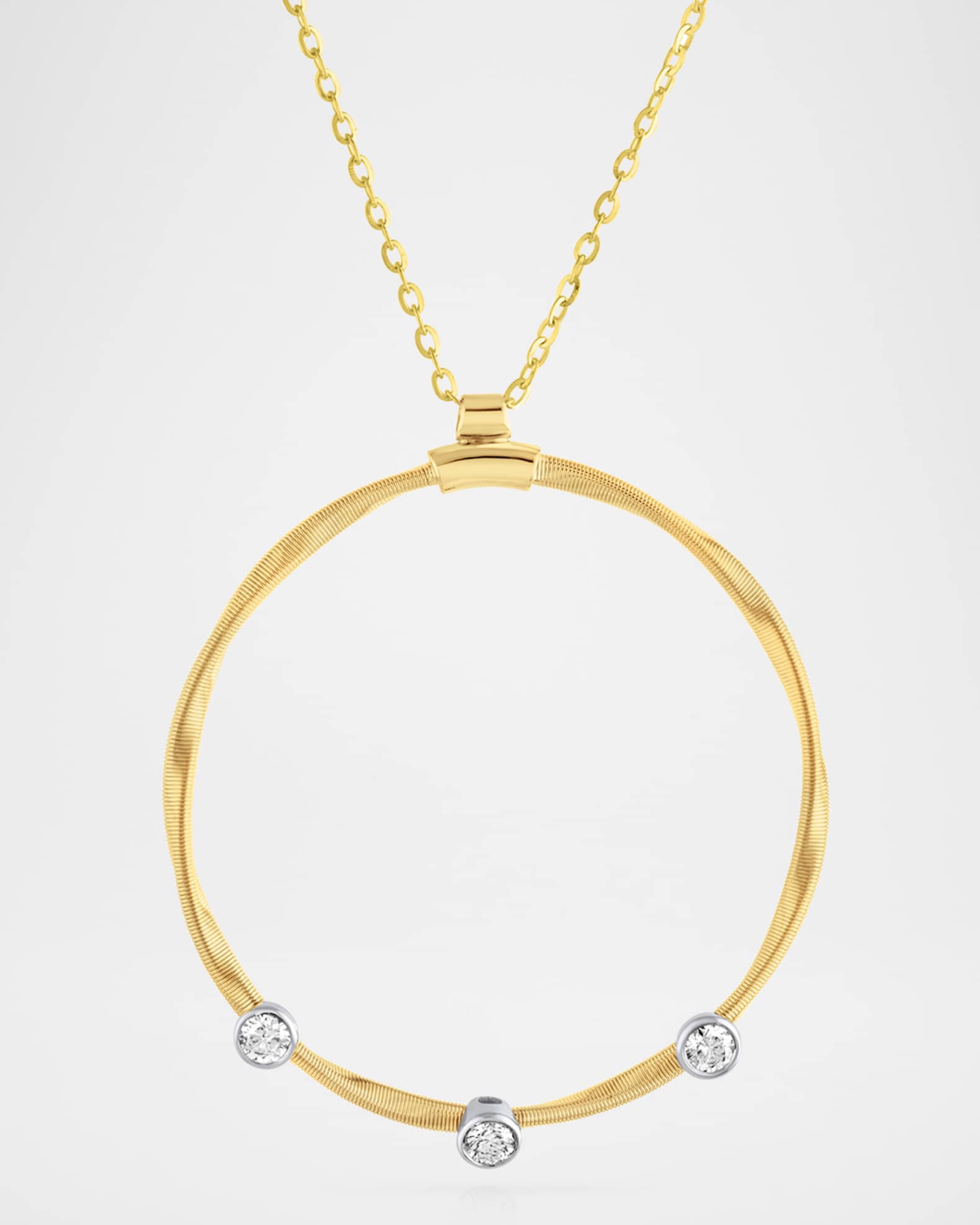Cassidy Diamonds 18K Gold Twisted Wire Three-Stone Diamond Necklace ...