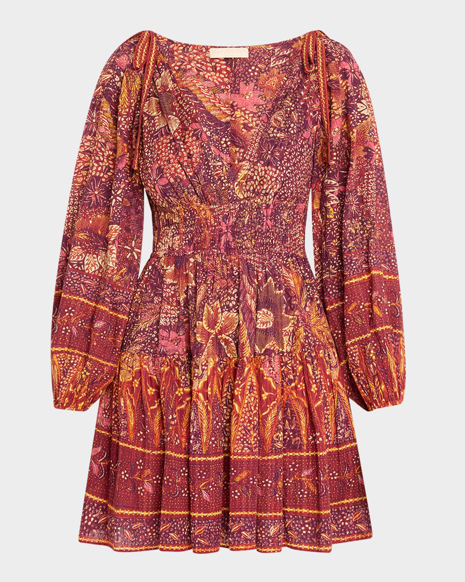 Ulla Johnson Anika V-Neck Long-Sleeve Mini Dress | Neiman Marcus