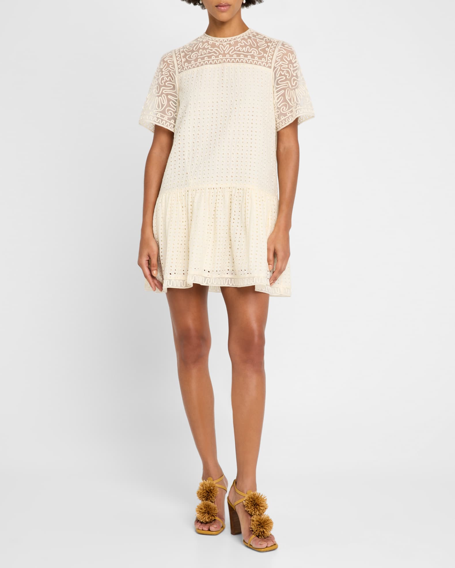 Ulla Johnson Gabi Embroidered Mini Dress | Neiman Marcus