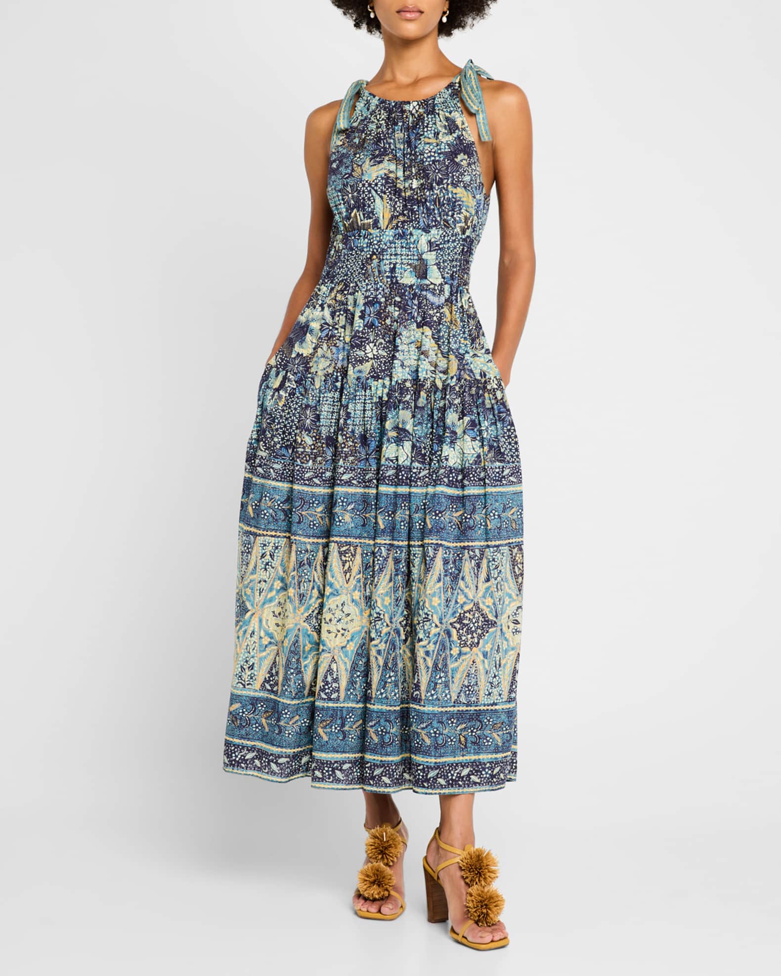 Ulla Johnson Essie Printed Sleeveless Midi Dress | Neiman Marcus
