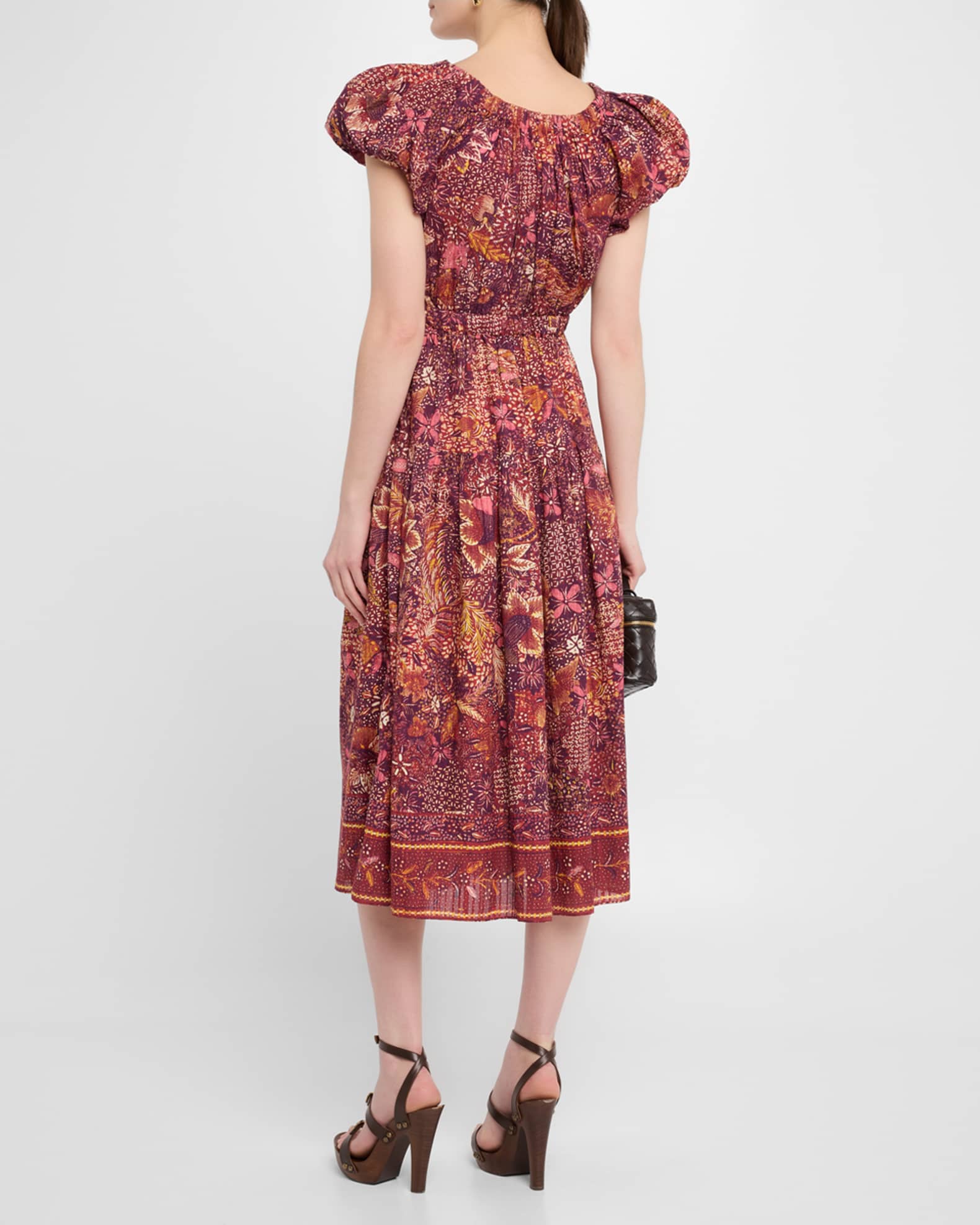 Ulla Johnson Abigail Puff-Sleeve Midi Dress | Neiman Marcus