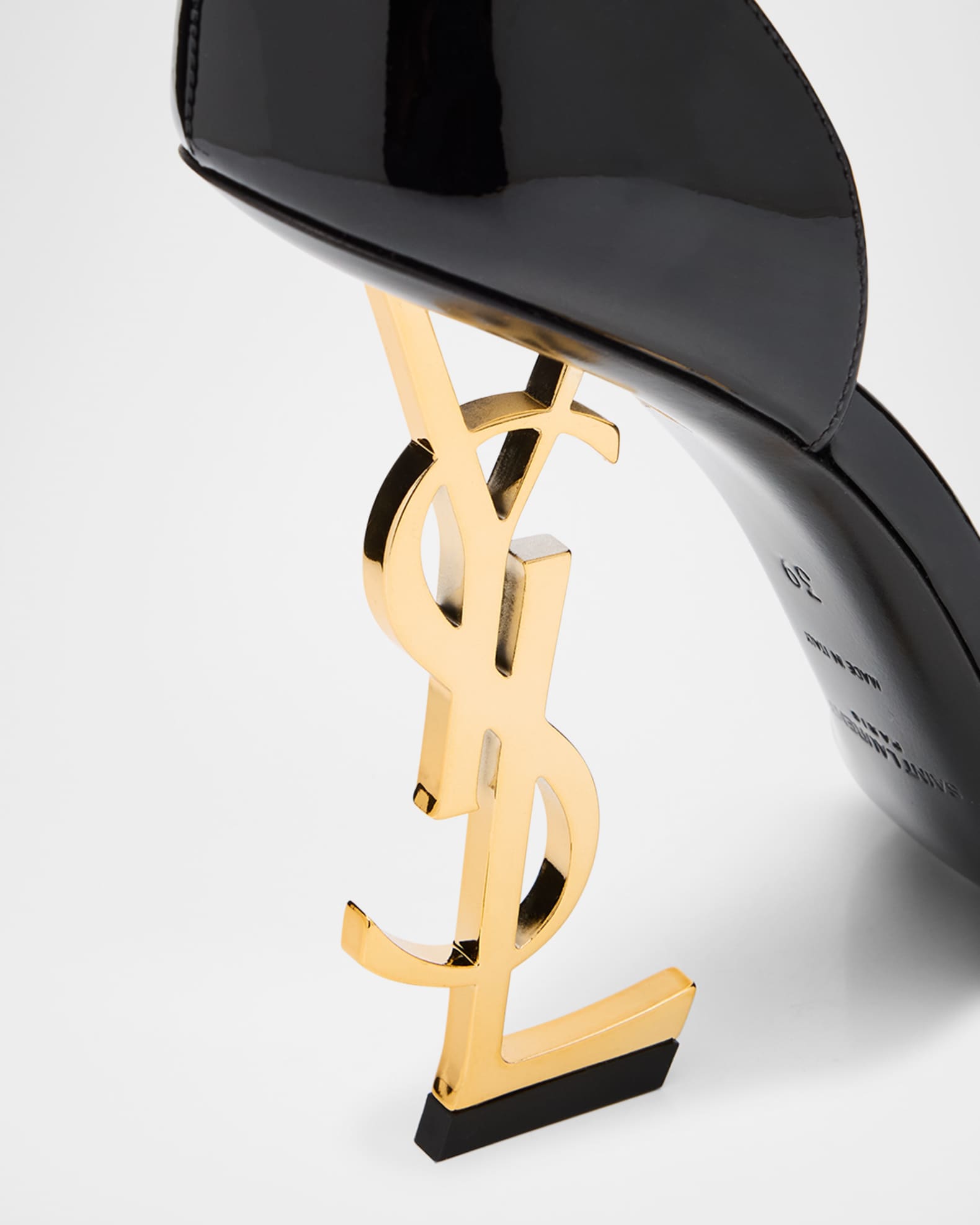 Saint Laurent Opyum Patent YSL Ankle-Strap Sandals | Neiman Marcus