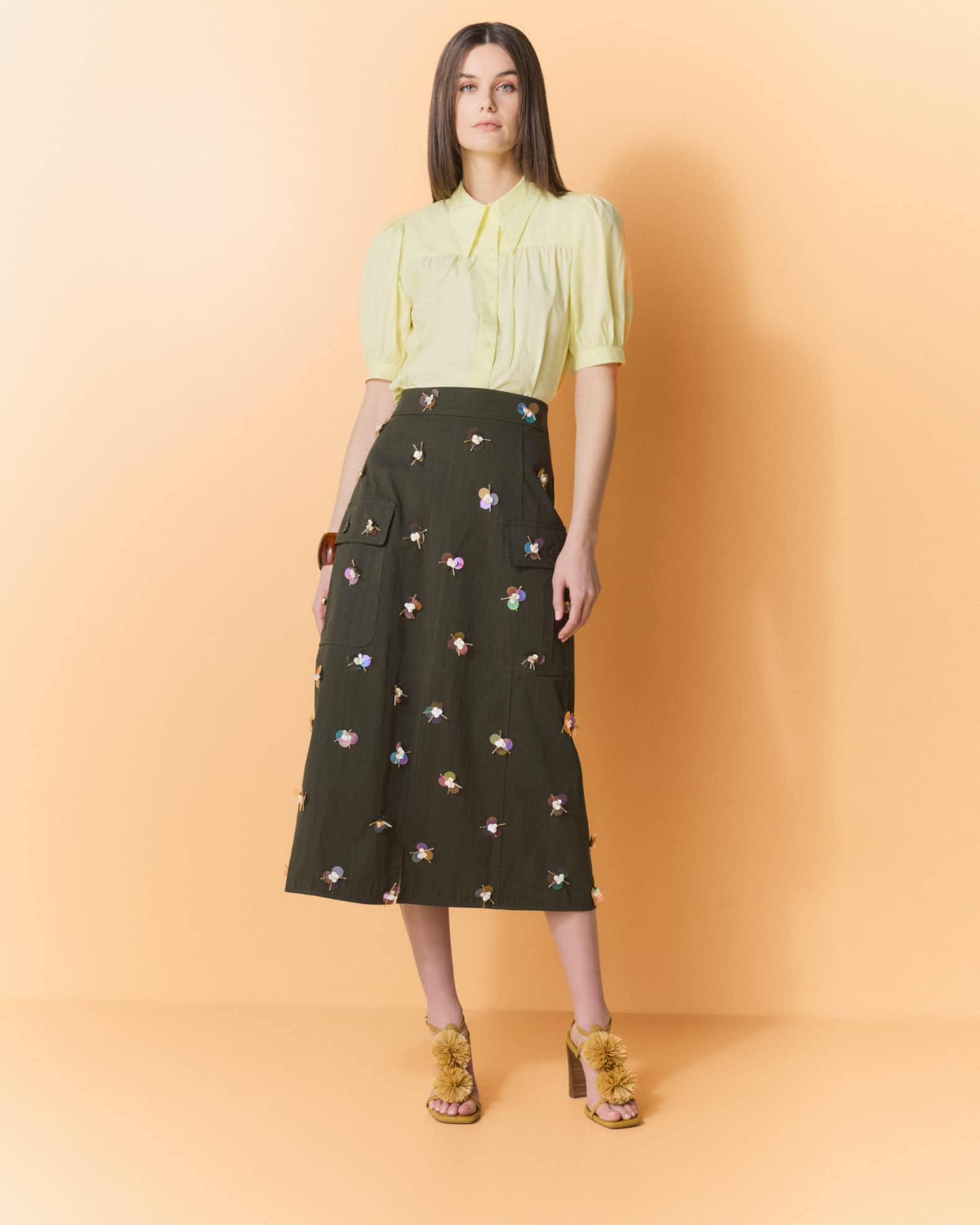 Ulla Johnson Rhodes Sequined Midi Skirt | Neiman Marcus