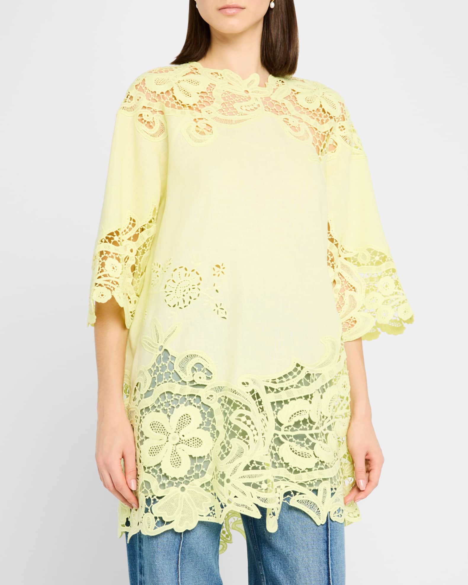 Ulla Johnson Brinna Embroidered Lace Tunic | Neiman Marcus