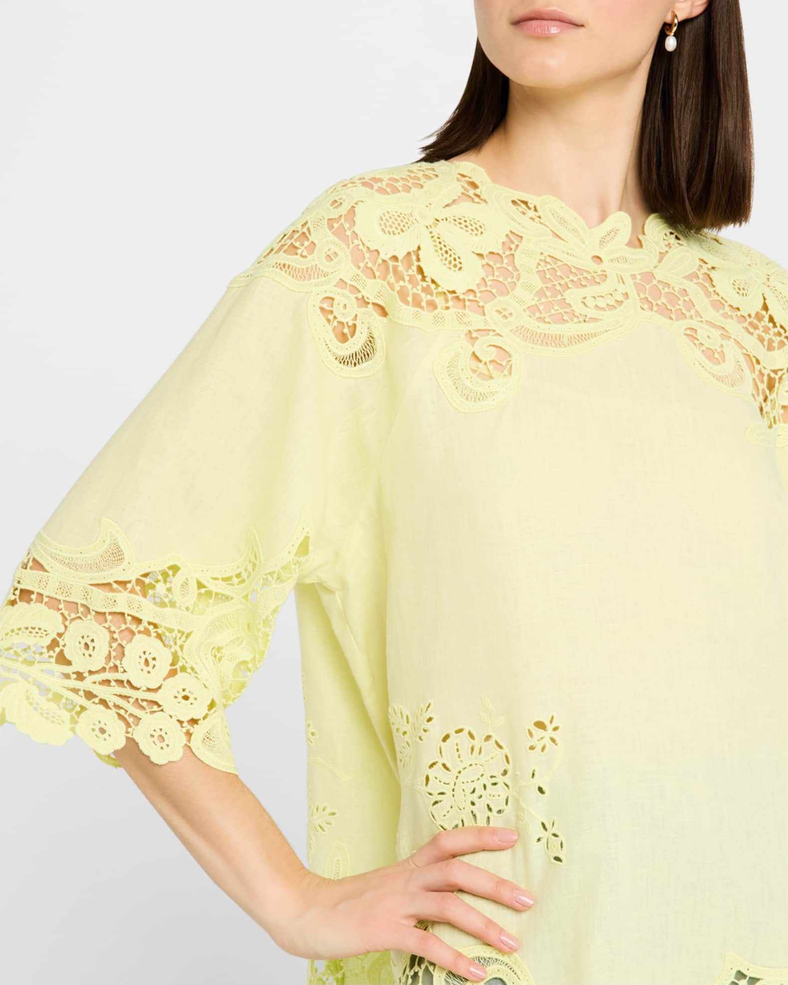 Ulla Johnson Brinna Embroidered Lace Tunic | Neiman Marcus