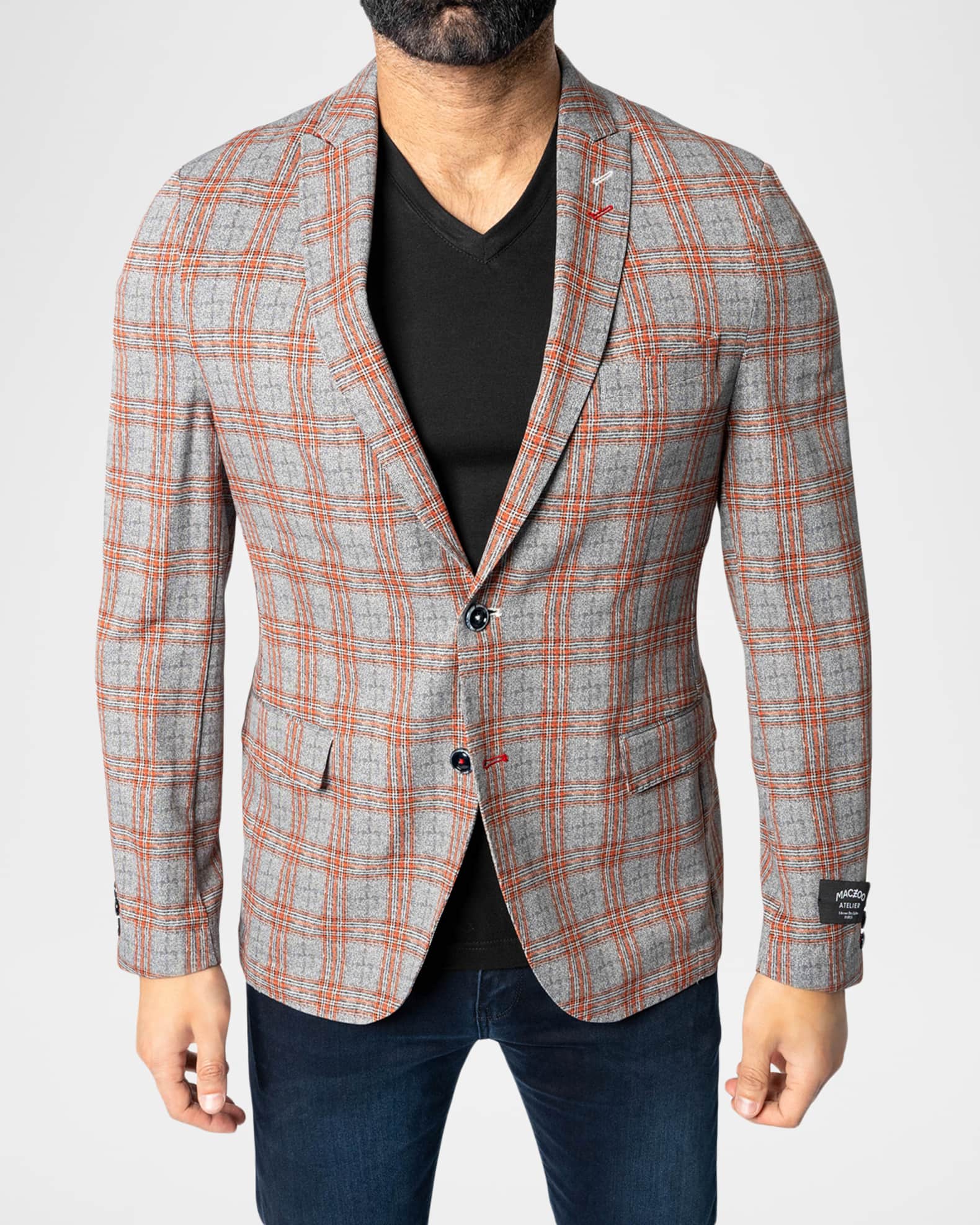 Maceoo Men's Descartes Spanish Plaid Unconstructed Blazer | Neiman Marcus