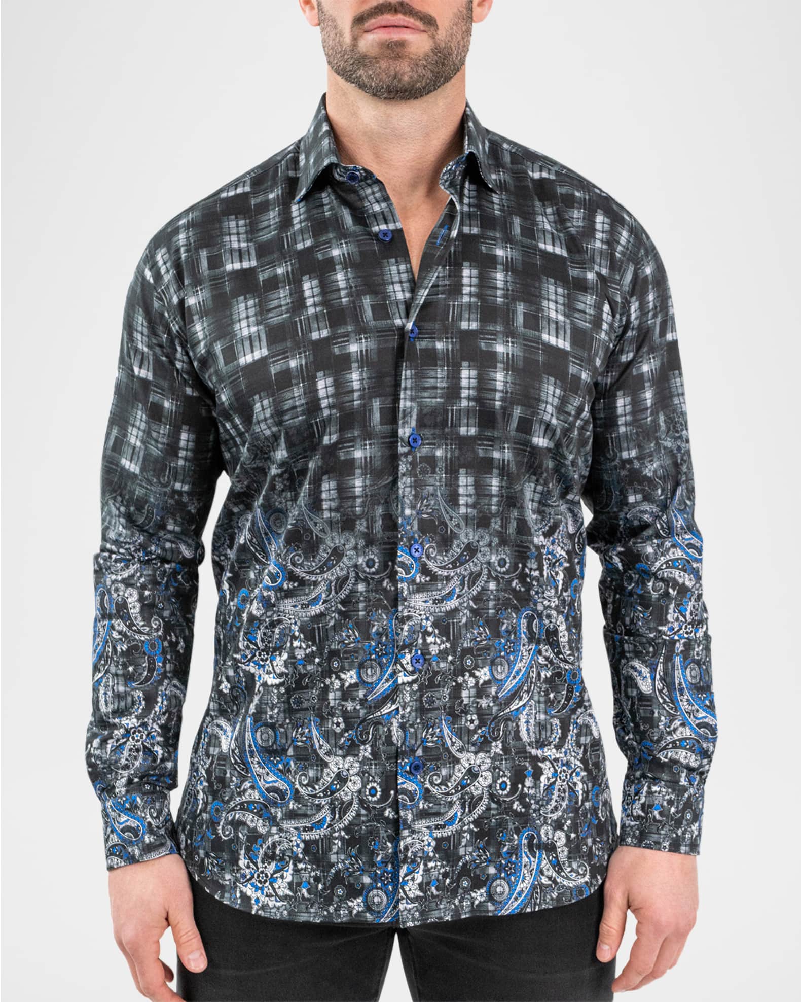 Maceoo Men's Fibonacci Cotton Check and Paisley Dress Shirt | Neiman Marcus