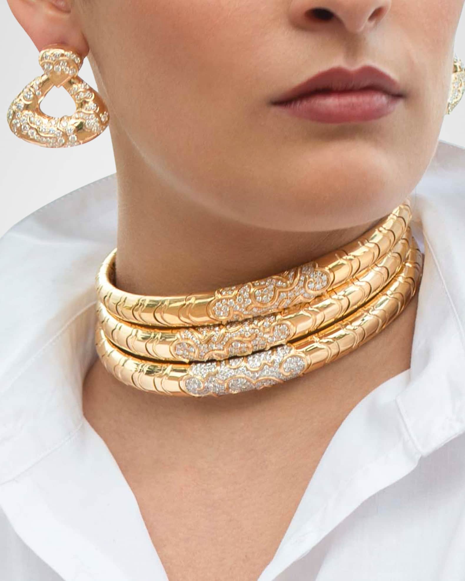 Marina B 18K Yellow Gold Onda Diamond Collar | Neiman Marcus