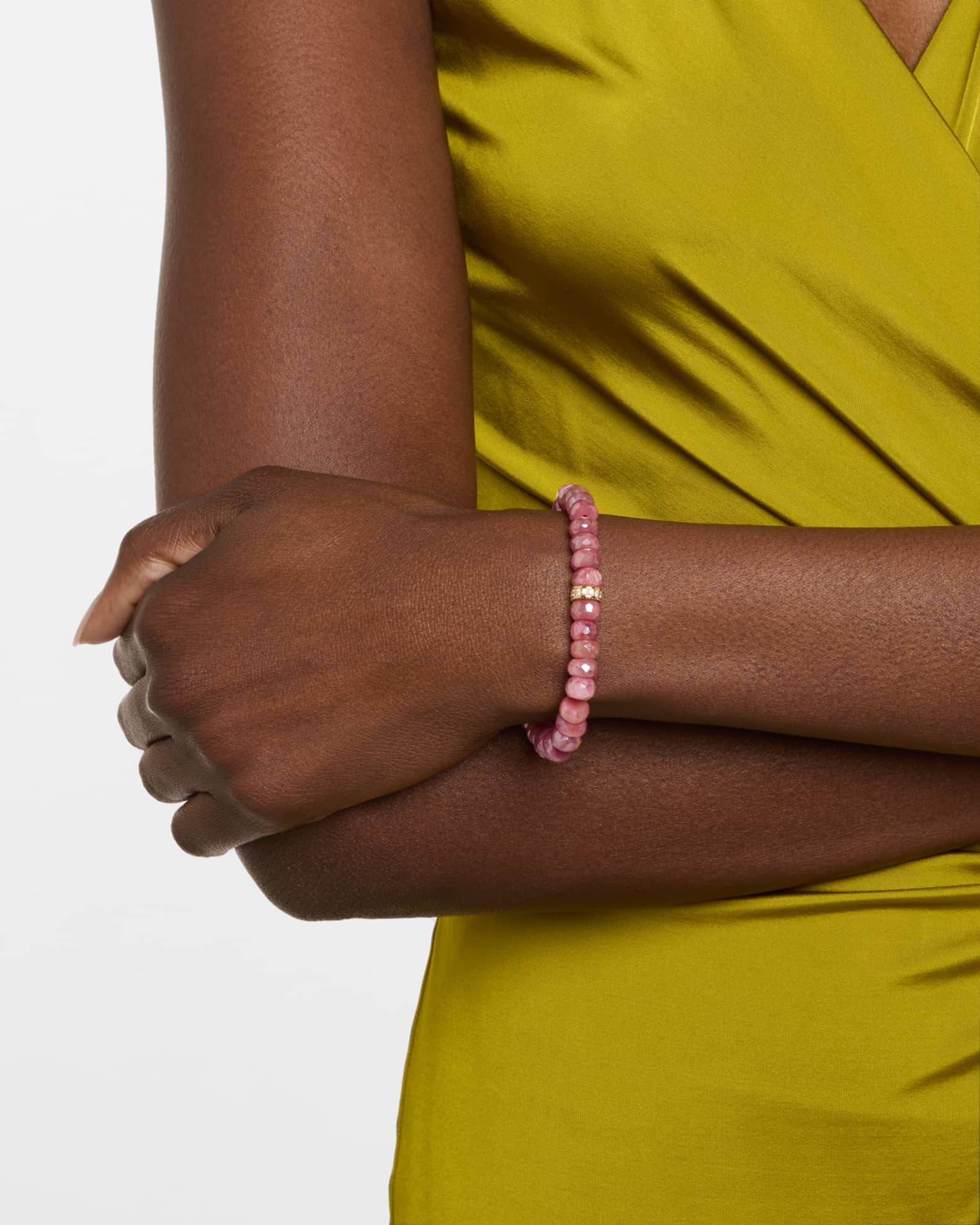 Sydney Evan Red Moonstone Bead Bracelet with 8mm Pavé Rondelle | Neiman ...