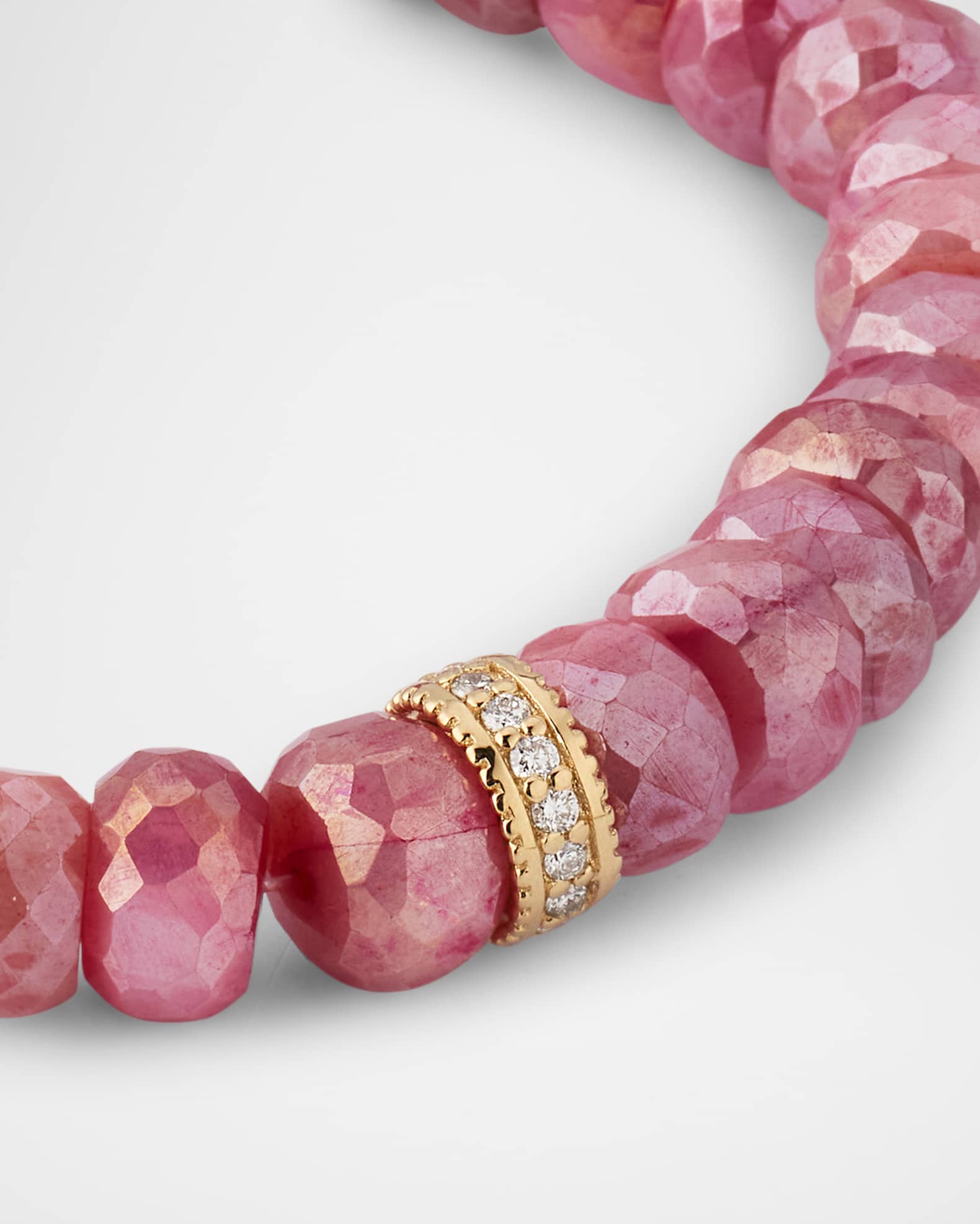 Sydney Evan Red Moonstone Bead Bracelet with 8mm Pavé Rondelle | Neiman ...