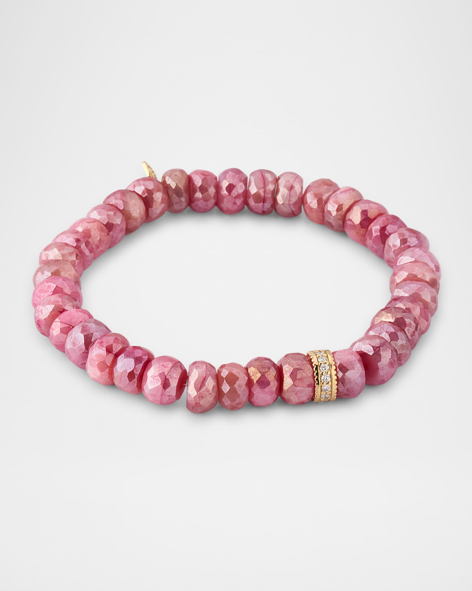 Sydney Evan Red Moonstone Bead Bracelet with 8mm Pavé Rondelle | Neiman ...
