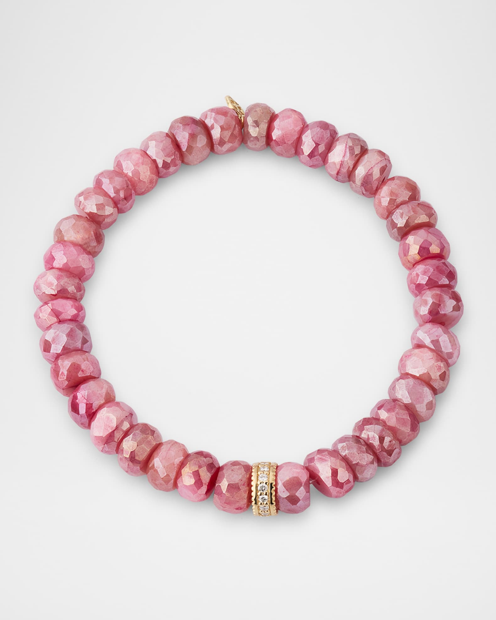Sydney Evan Red Moonstone Bead Bracelet with 8mm Pavé Rondelle | Neiman ...