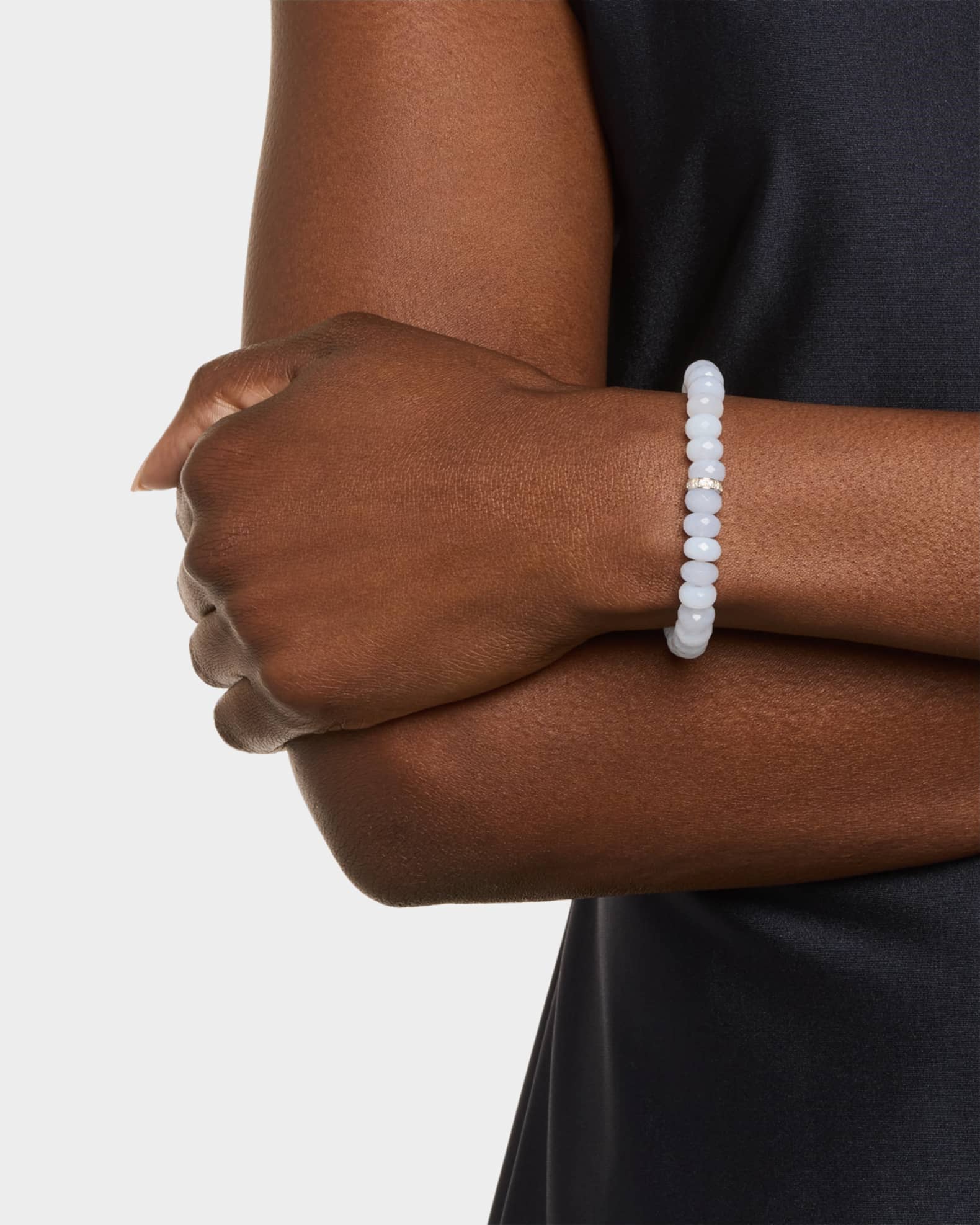 Sydney Evan Light Blue Chalcedony Bead Bracelet with 8mm Pavé Diamond ...