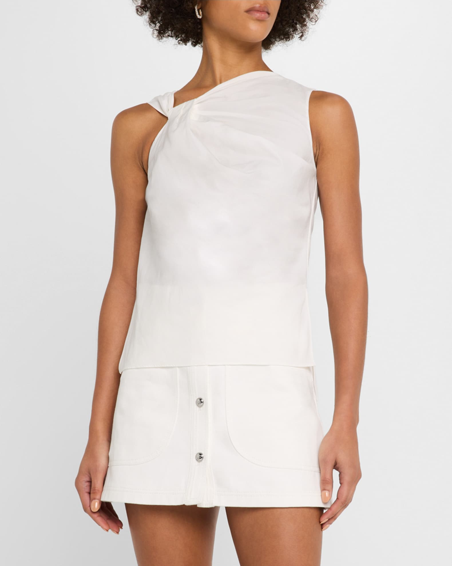 Adam Lippes Feyda Twisted Compact Cotton Poplin Top | Neiman Marcus