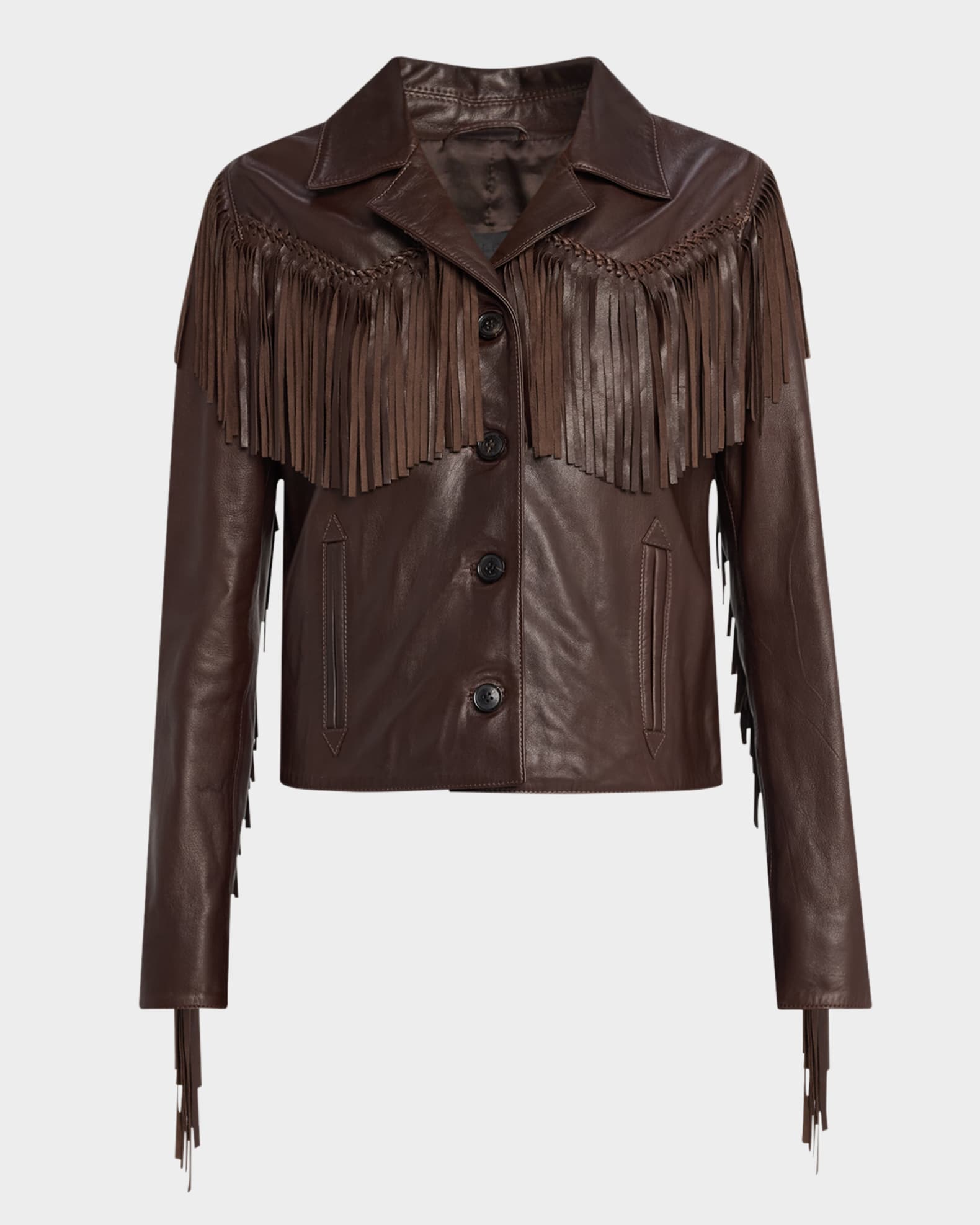 Nili Lotan Eloi Leather Fringe Jacket | Neiman Marcus