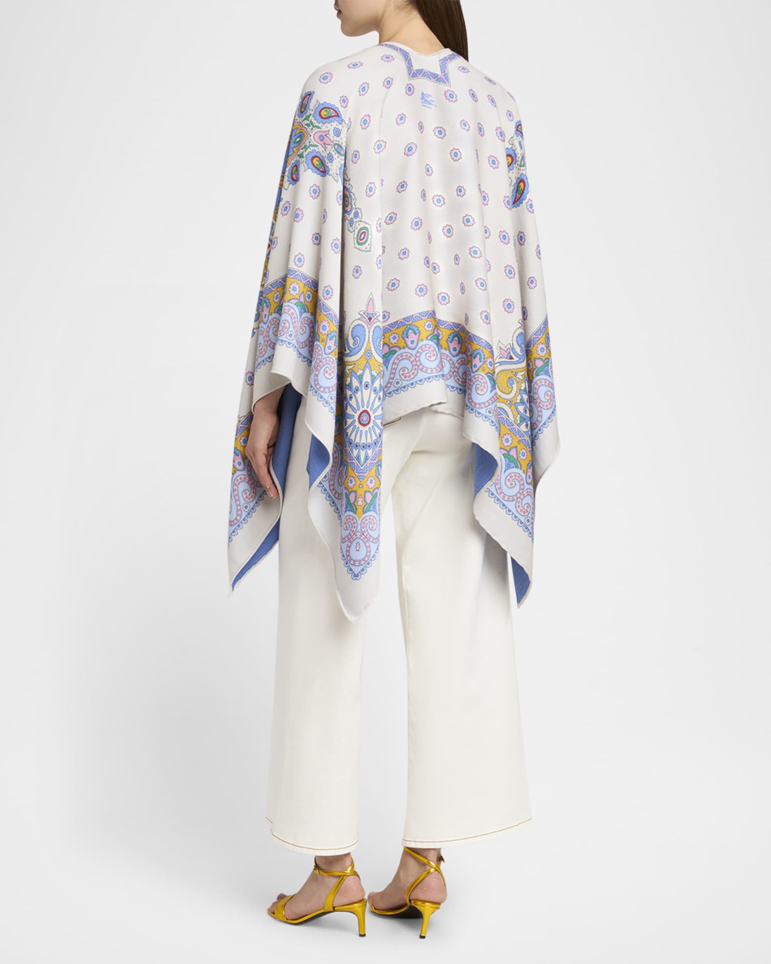 Etro Blue Medallion Wool Reversible Cape | Neiman Marcus