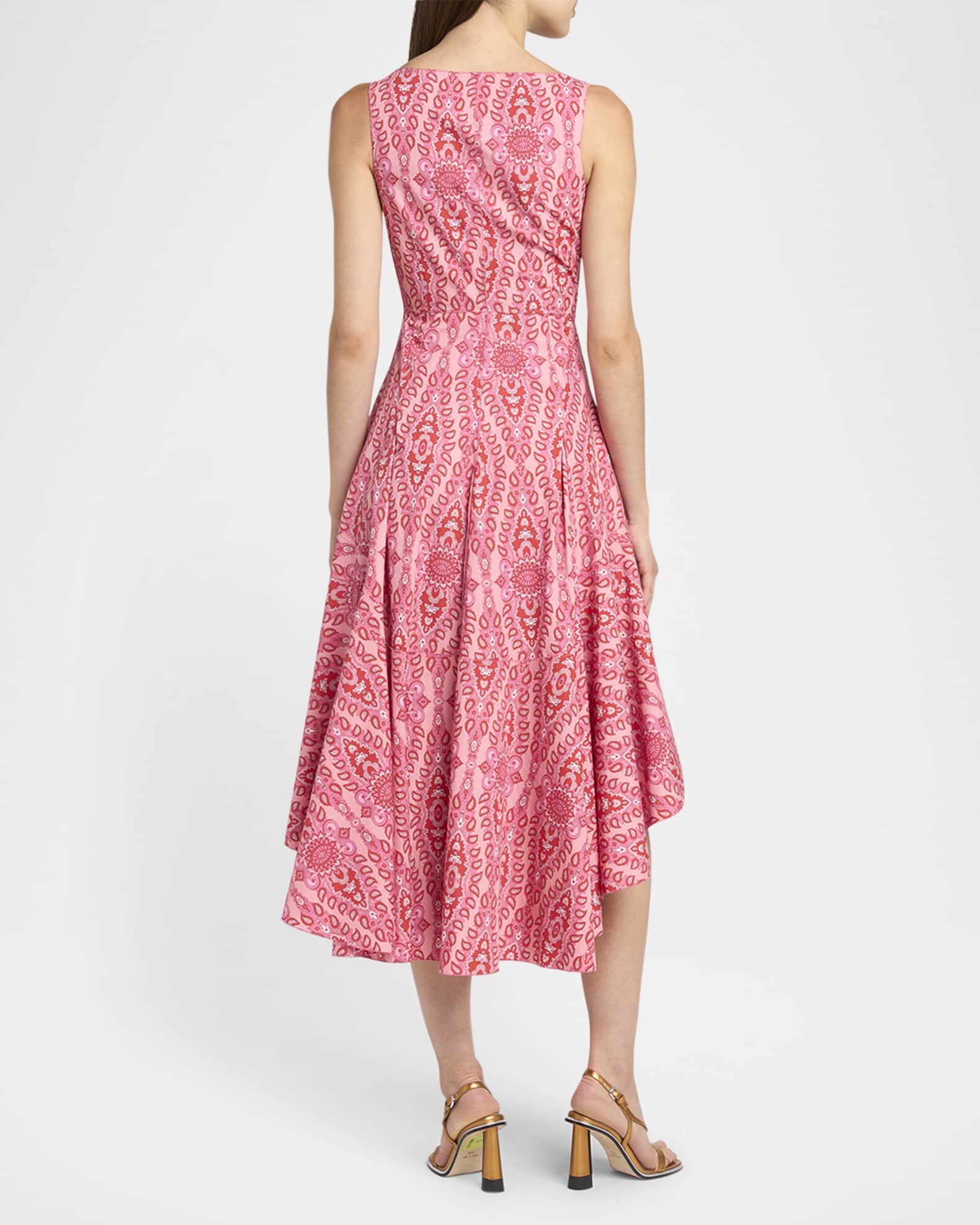 Etro Pink Medallion Button-Front Cotton Poplin Dress | Neiman Marcus