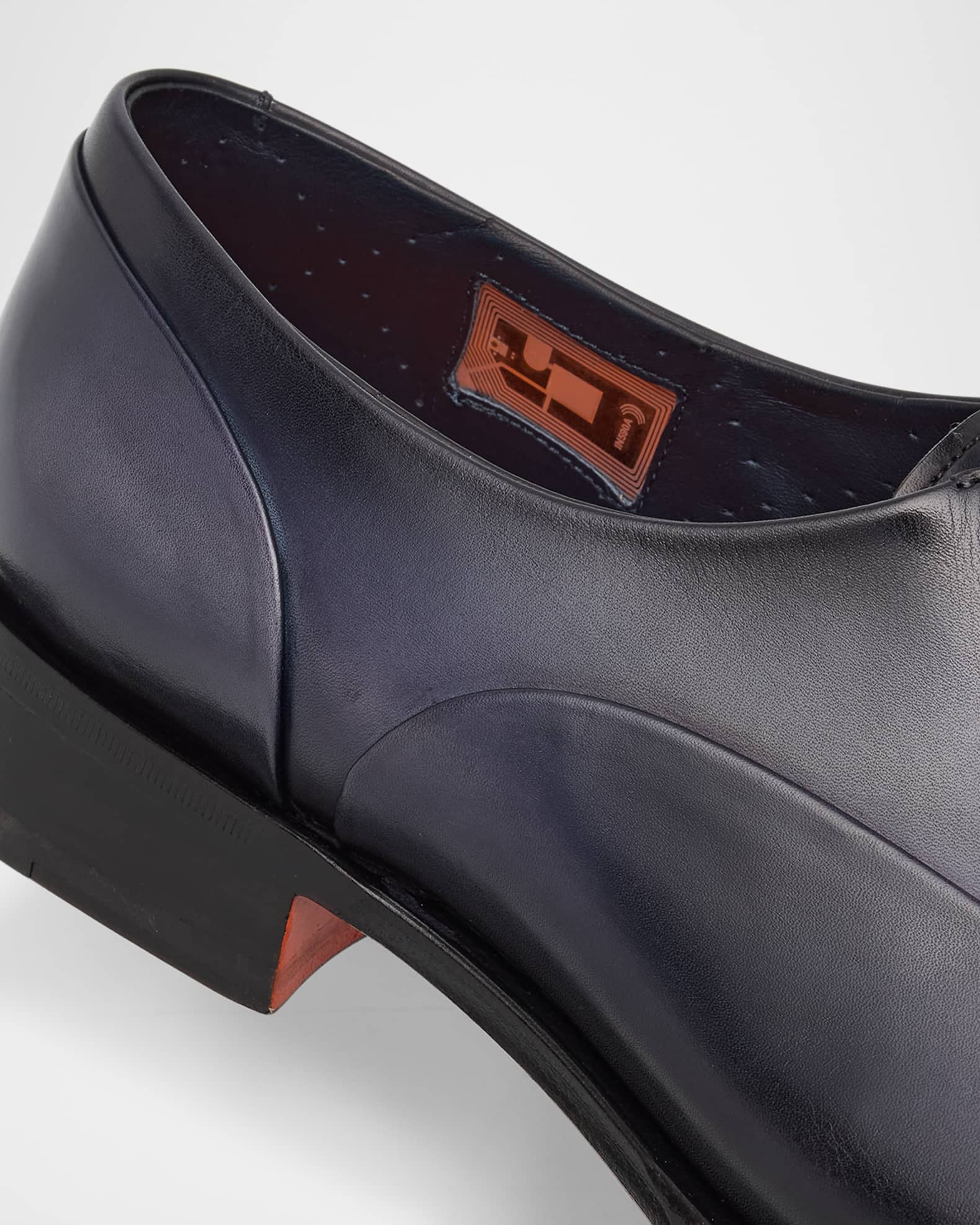Santoni Men's Mirage Handburnished Leather Oxfords | Neiman Marcus