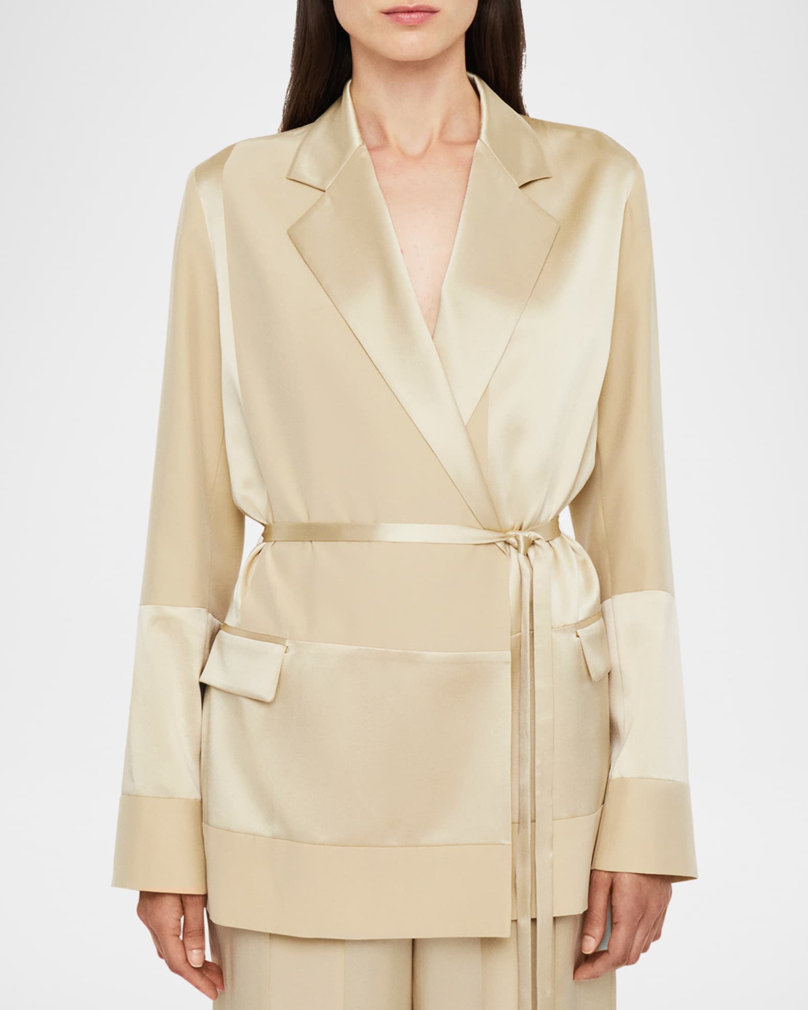Joseph Amelia Paneled Silk Satin Jacket | Neiman Marcus