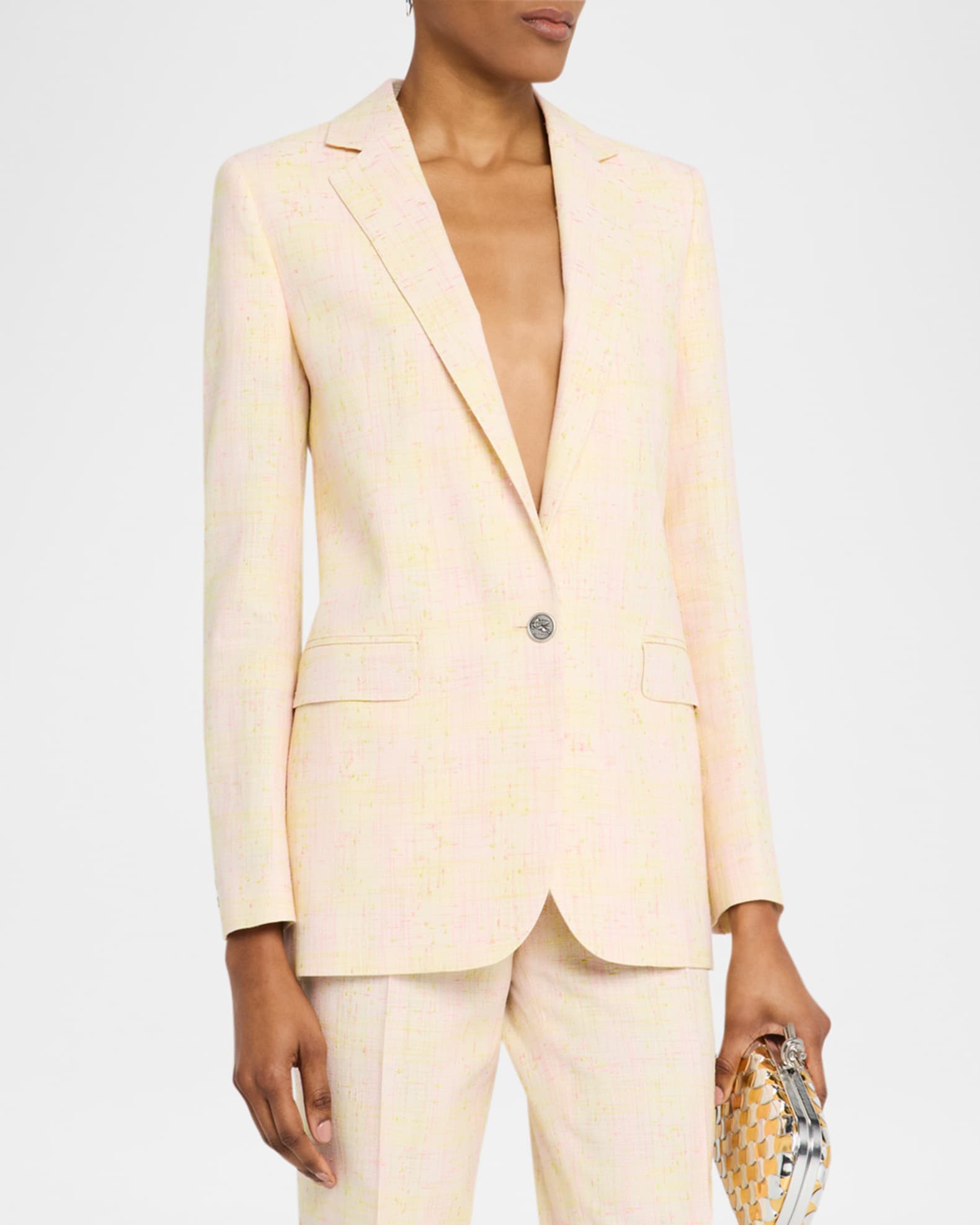 Etro Iridescent Tweed Single-Breasted Jacket | Neiman Marcus