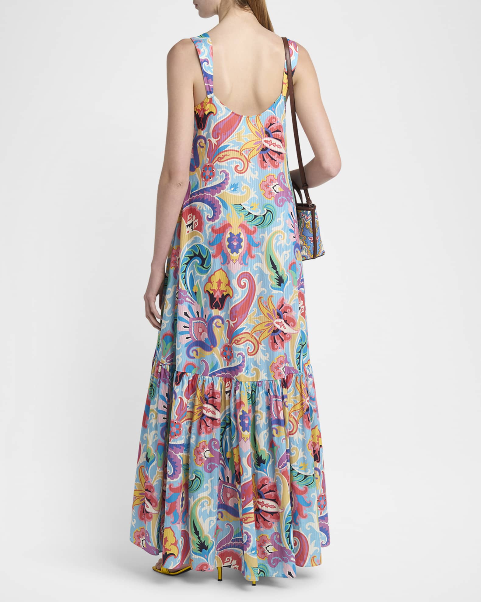 Etro Blue Summer-Print Cotton Voile Maxi Sundress | Neiman Marcus
