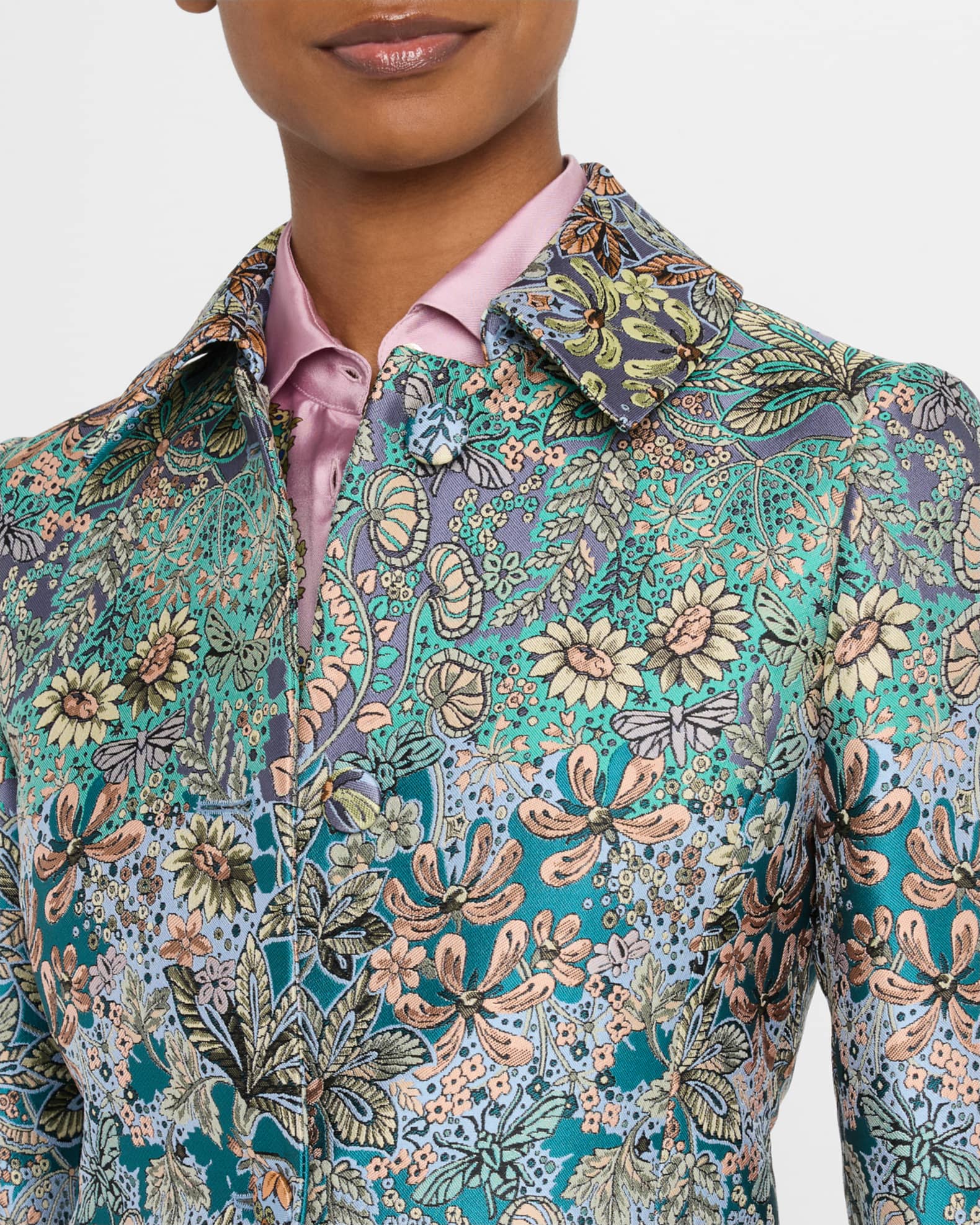 Etro Multi Garden Floral Brocade Coat | Neiman Marcus