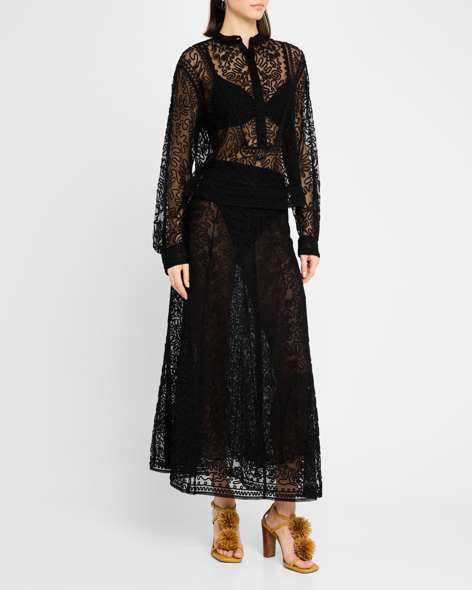 Ulla Johnson Esme Sheer Embroidered Blouse | Neiman Marcus