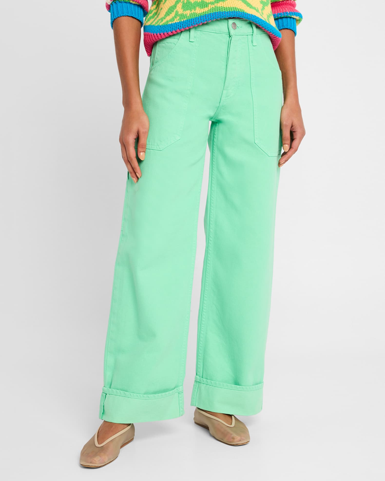 MOTHER SNACKS! The Smoothie Carpenter Sneak Jeans | Neiman Marcus