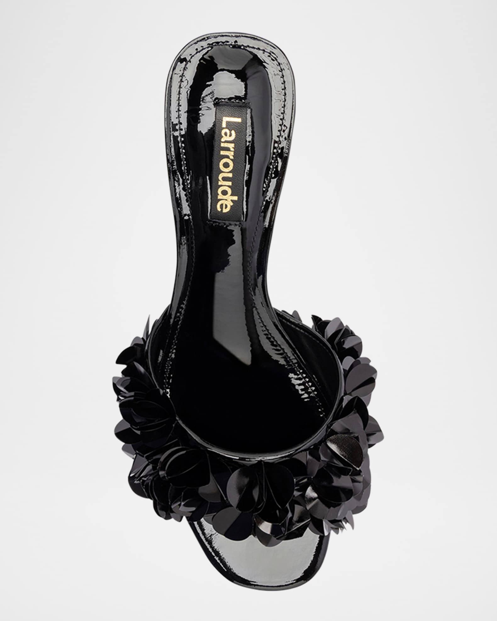 Larroude Greta Disco Patent Confetti Slide Sandals | Neiman Marcus