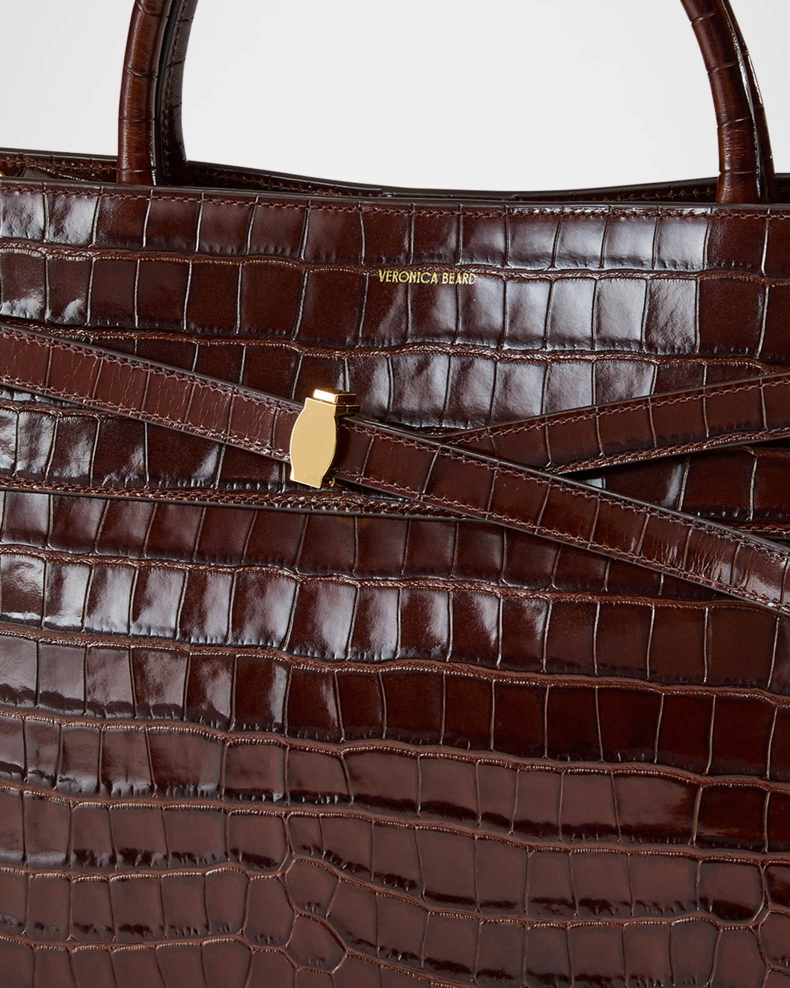 Veronica Beard Dash Large Croc-Embossed Satchel Bag | Neiman Marcus