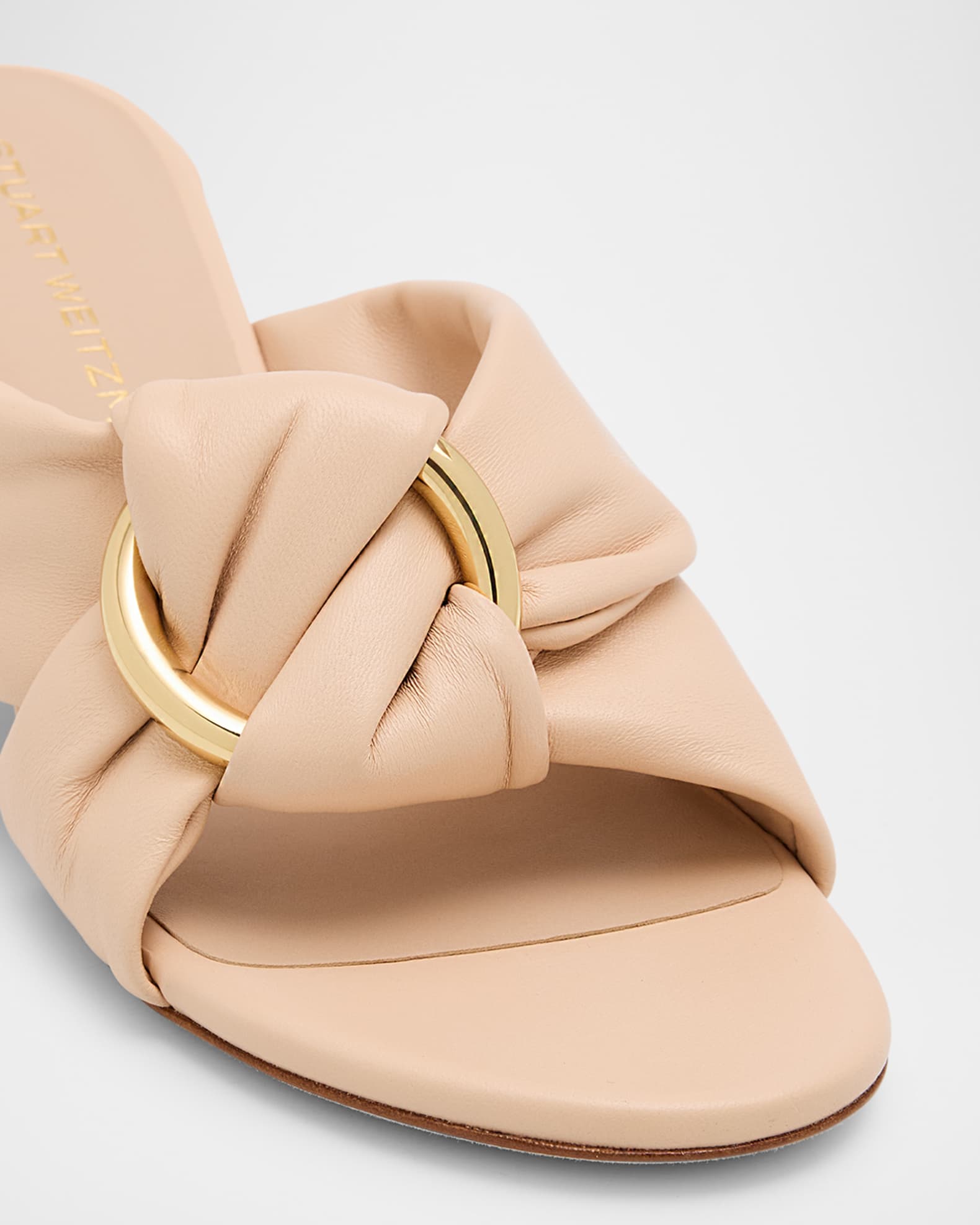 Stuart Weitzman Cece Leather Twisted Ring Slide Sandals | Neiman Marcus