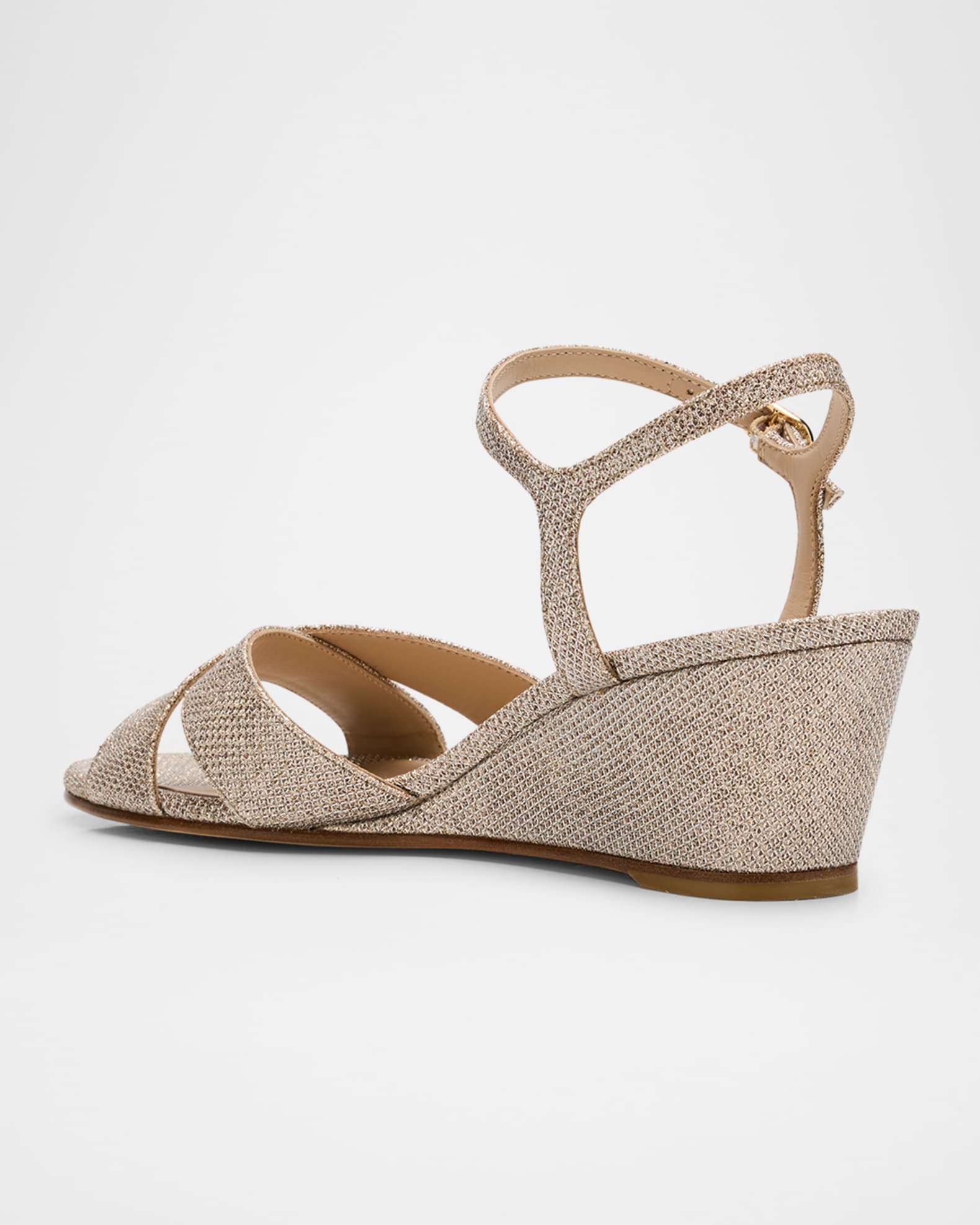 Stuart Weitzman Dayna Metallic Crisscross Wedge Sandals | Neiman Marcus