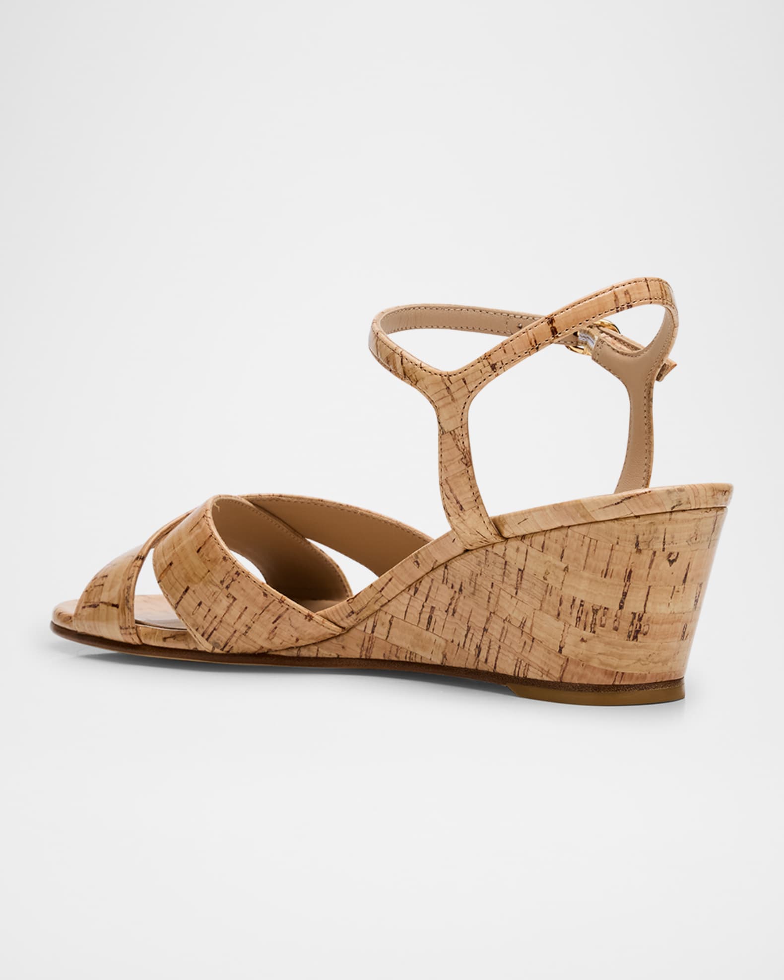 Stuart Weitzman Dayna Cork Crisscross Wedge Sandals | Neiman Marcus