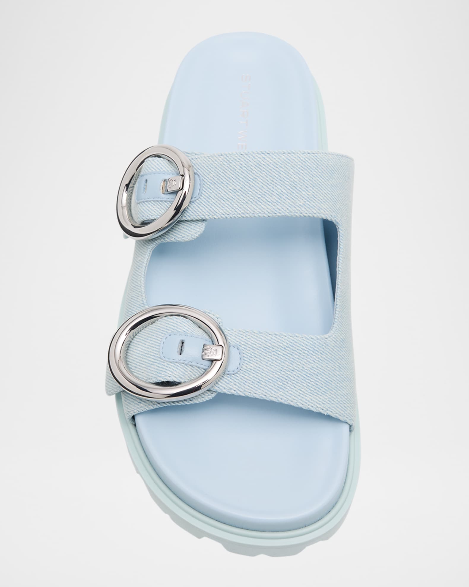 Stuart Weitzman Benni Denim Sport Slides | Neiman Marcus