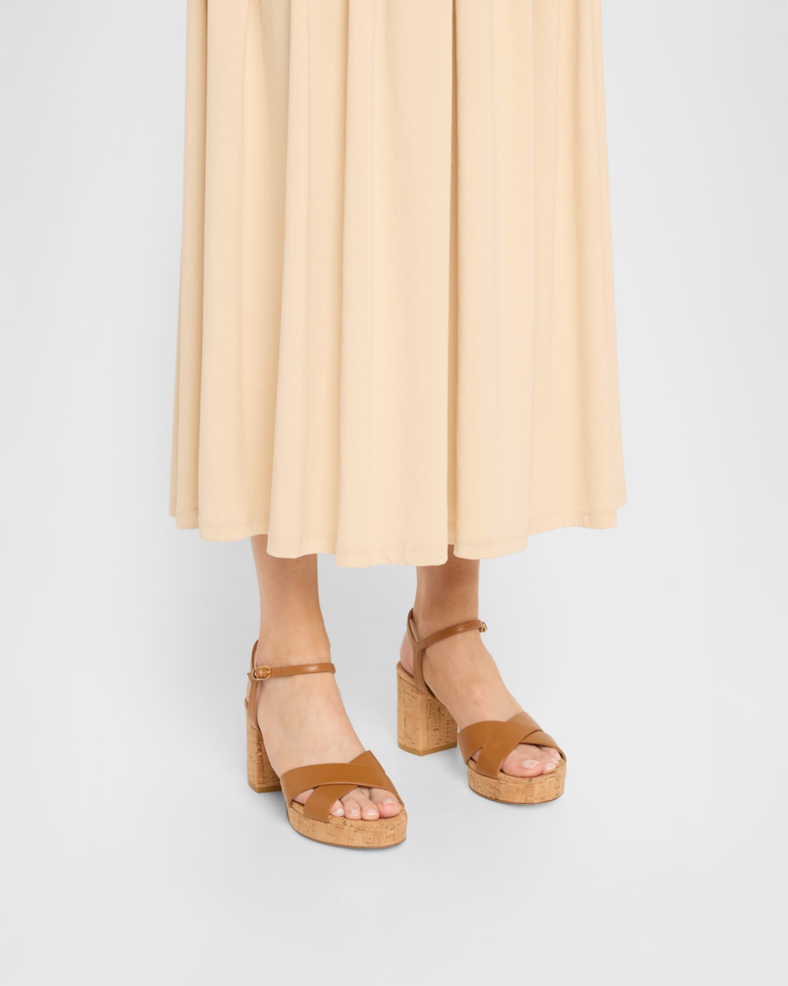 Stuart Weitzman Dayna Leather Crisscross Platform Sandals | Neiman Marcus