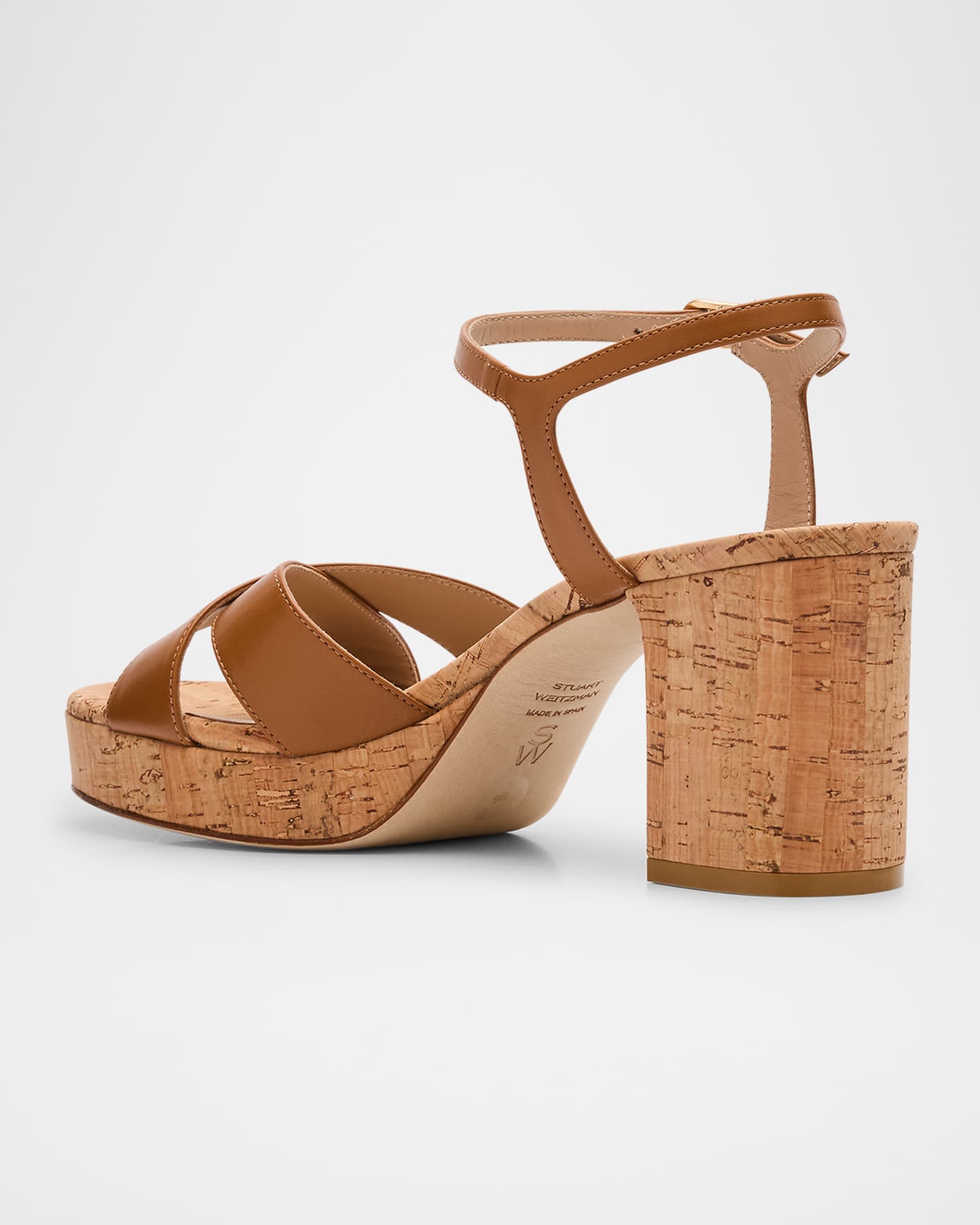 Stuart Weitzman Dayna Leather Crisscross Platform Sandals | Neiman Marcus