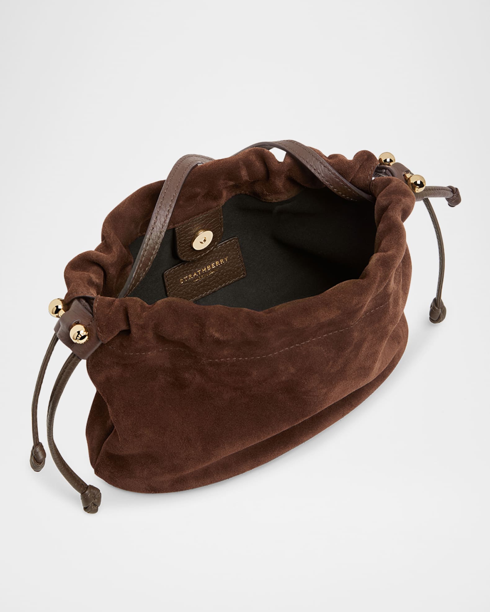 STRATHBERRY Charlotte Suede Drawstring Crossbody Bag | Neiman Marcus