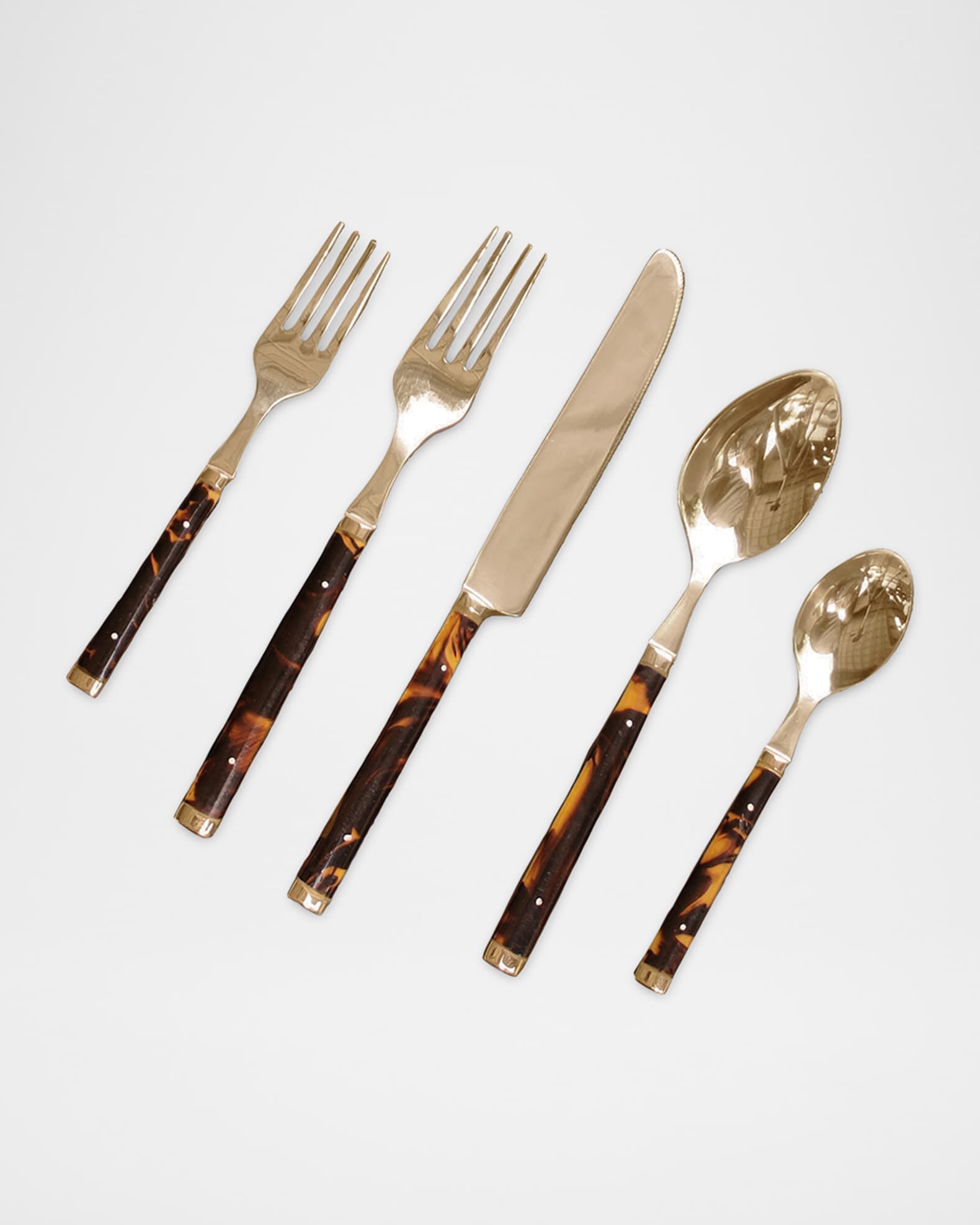 Beatriz Ball 5-Piece VIDA Tortoise And Gold Stainless Flatware Set ...