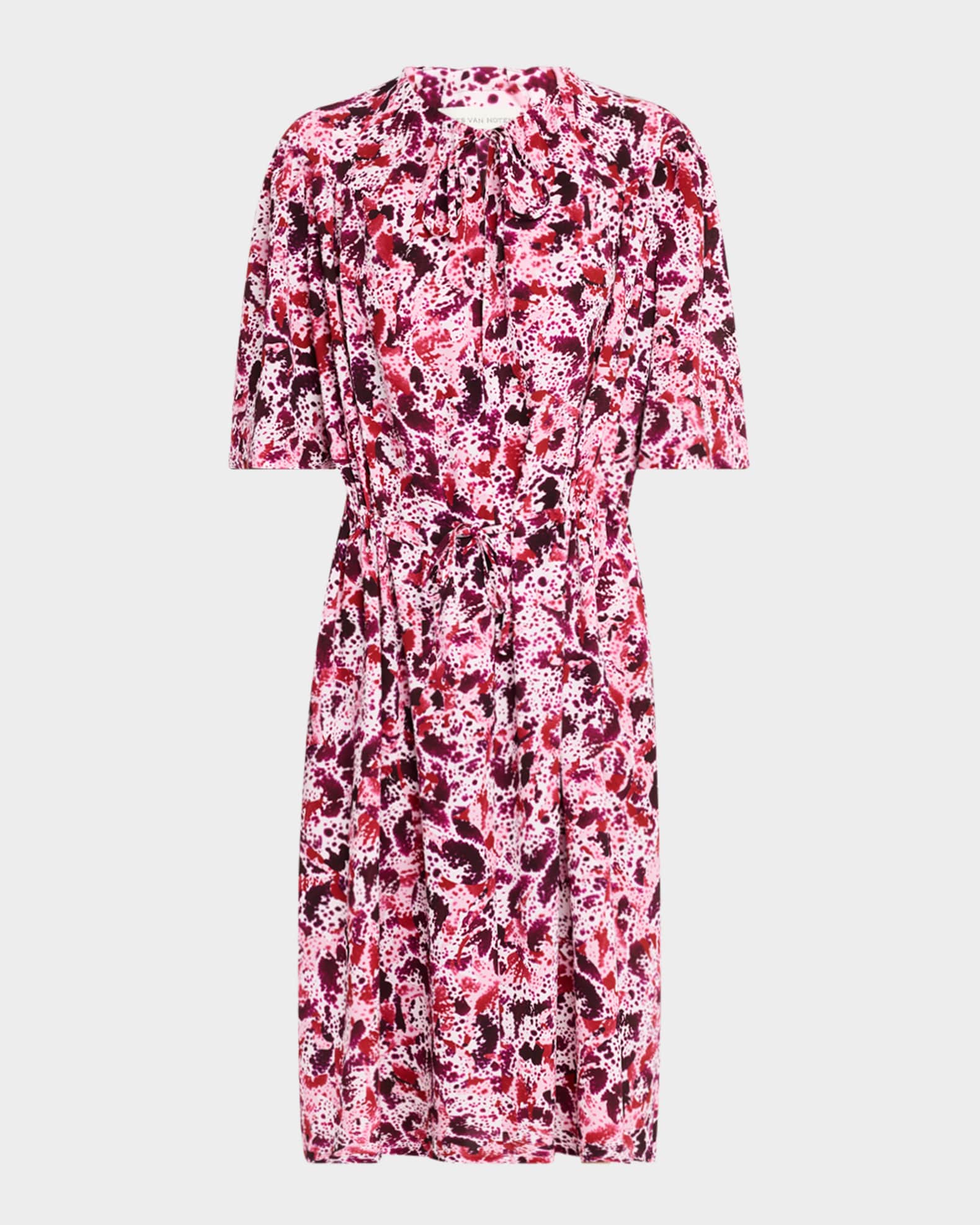 Dries Van Noten Daffie Short-Sleeve Drawstring Dress | Neiman Marcus