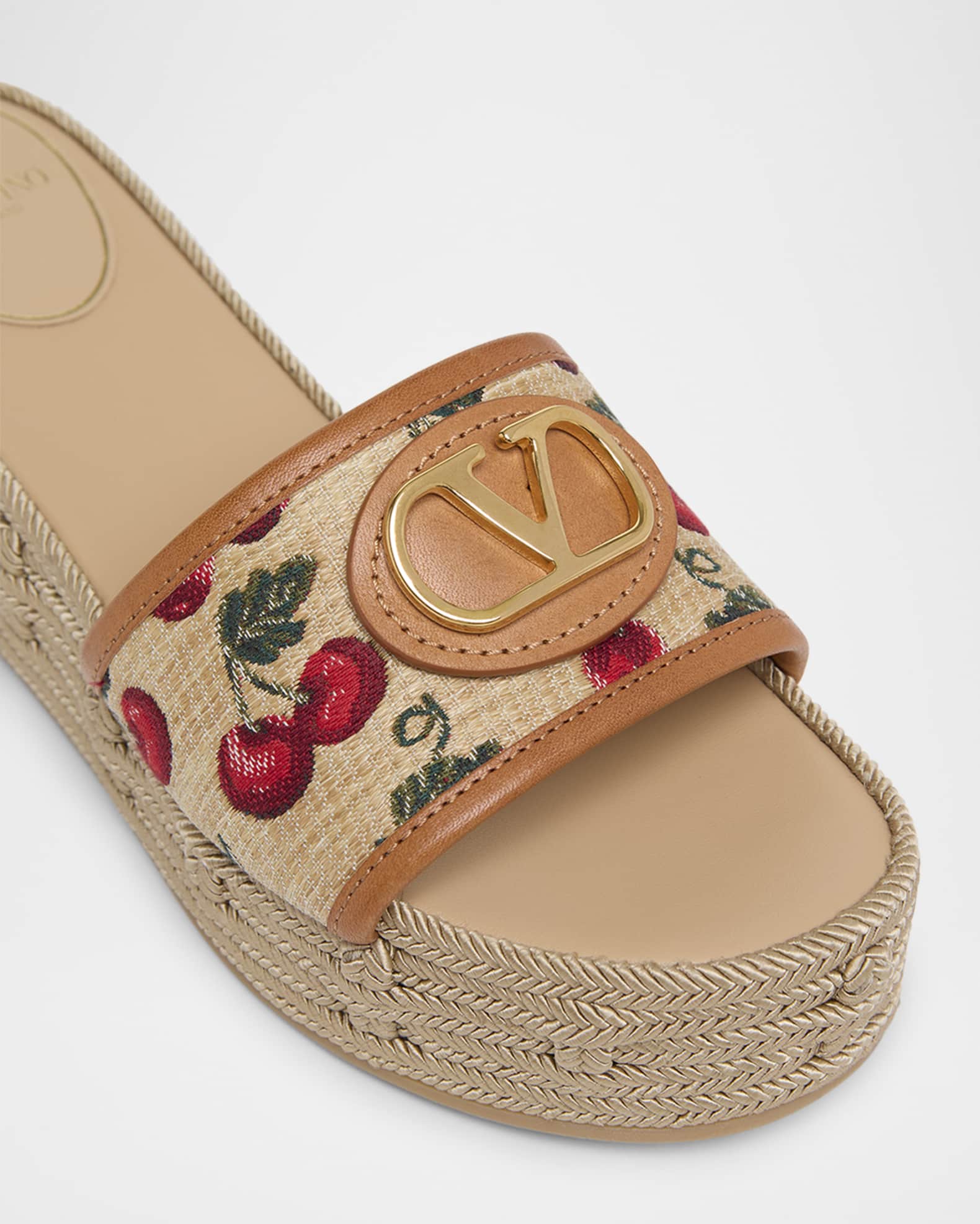 Valentino Garavani VLogo Medallion Cherry Platform Espadrilles | Neiman ...