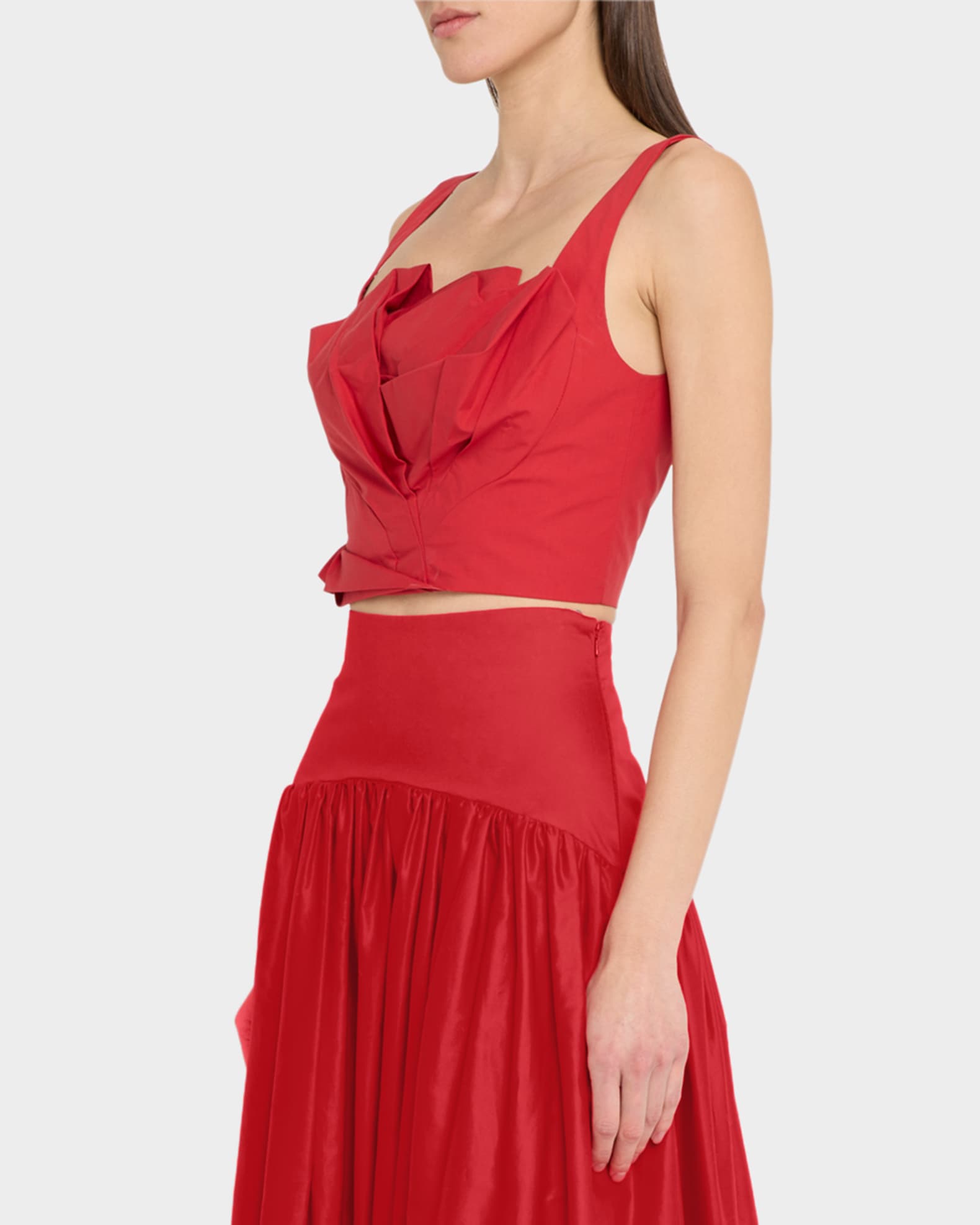 Lela Rose Draped Tulip Crop Tank Top | Neiman Marcus