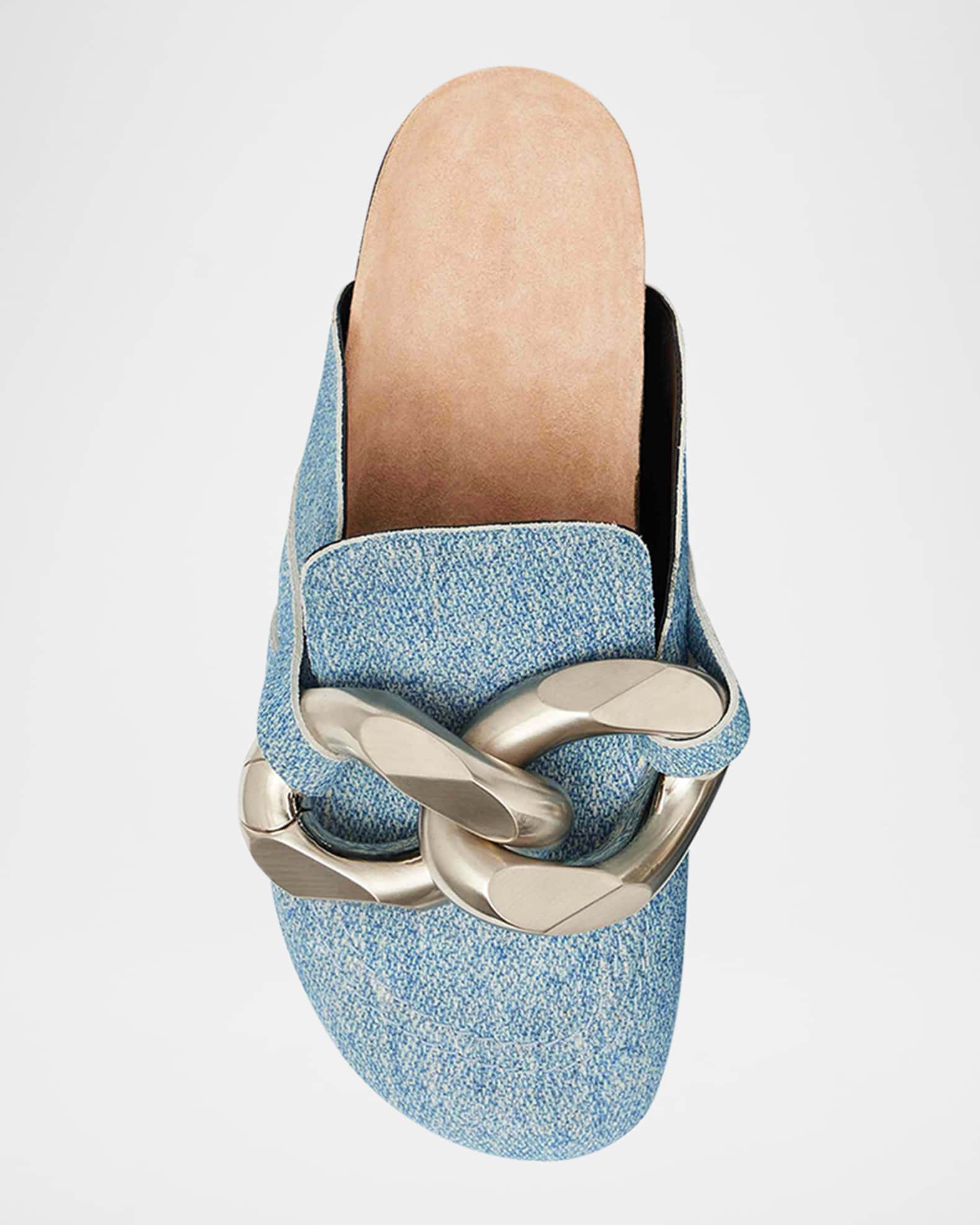 JW Anderson Chunky Chain Denim Loafer Mules | Neiman Marcus