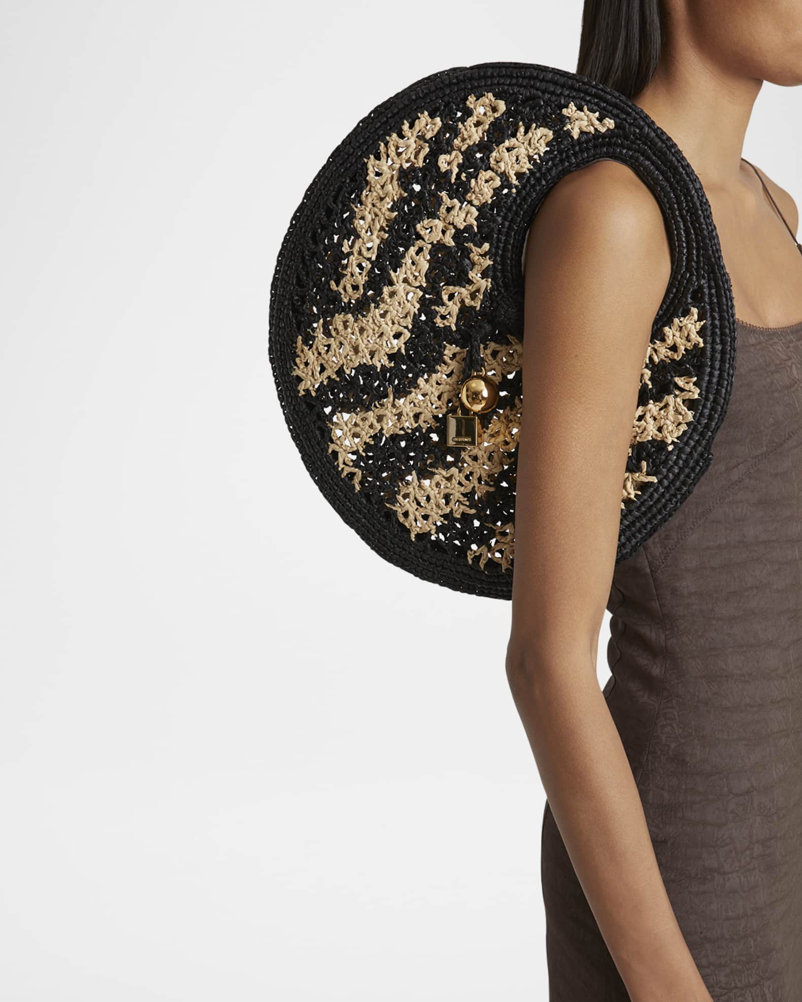 Jacquemus Le Petit Rond Raffia Shoulder Bag | Neiman Marcus