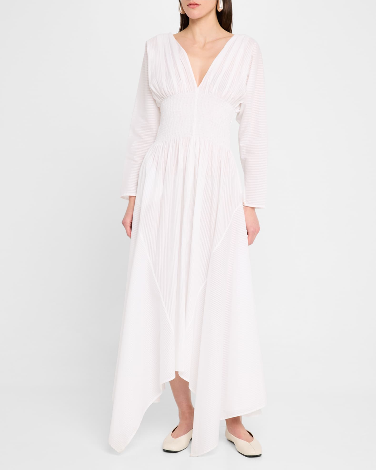 Salon 1884 Camicia Shadow Striped Cotton Batiste Maxi Dress | Neiman Marcus