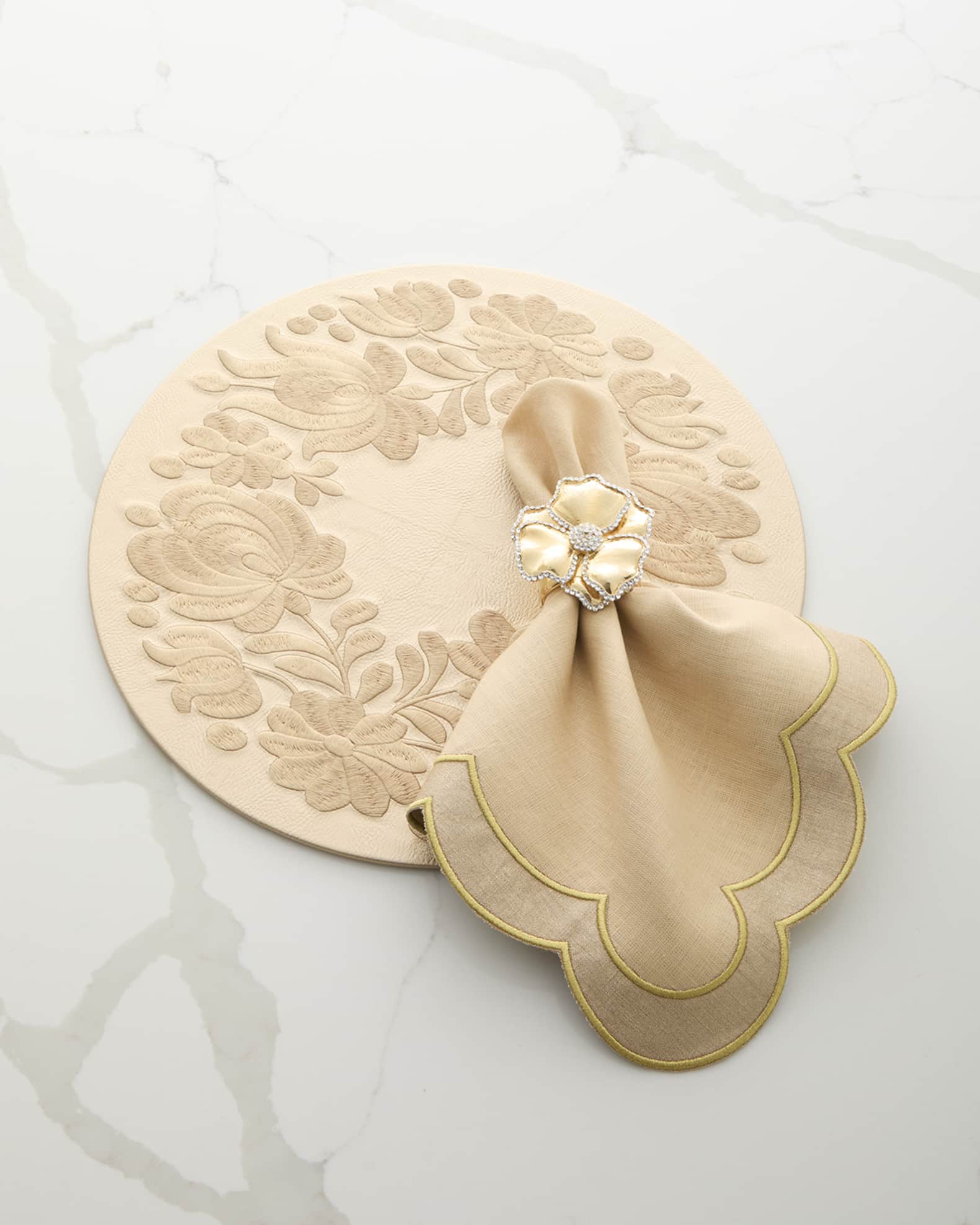 Mixed Metal Floral Table Linens Collection | Neiman Marcus