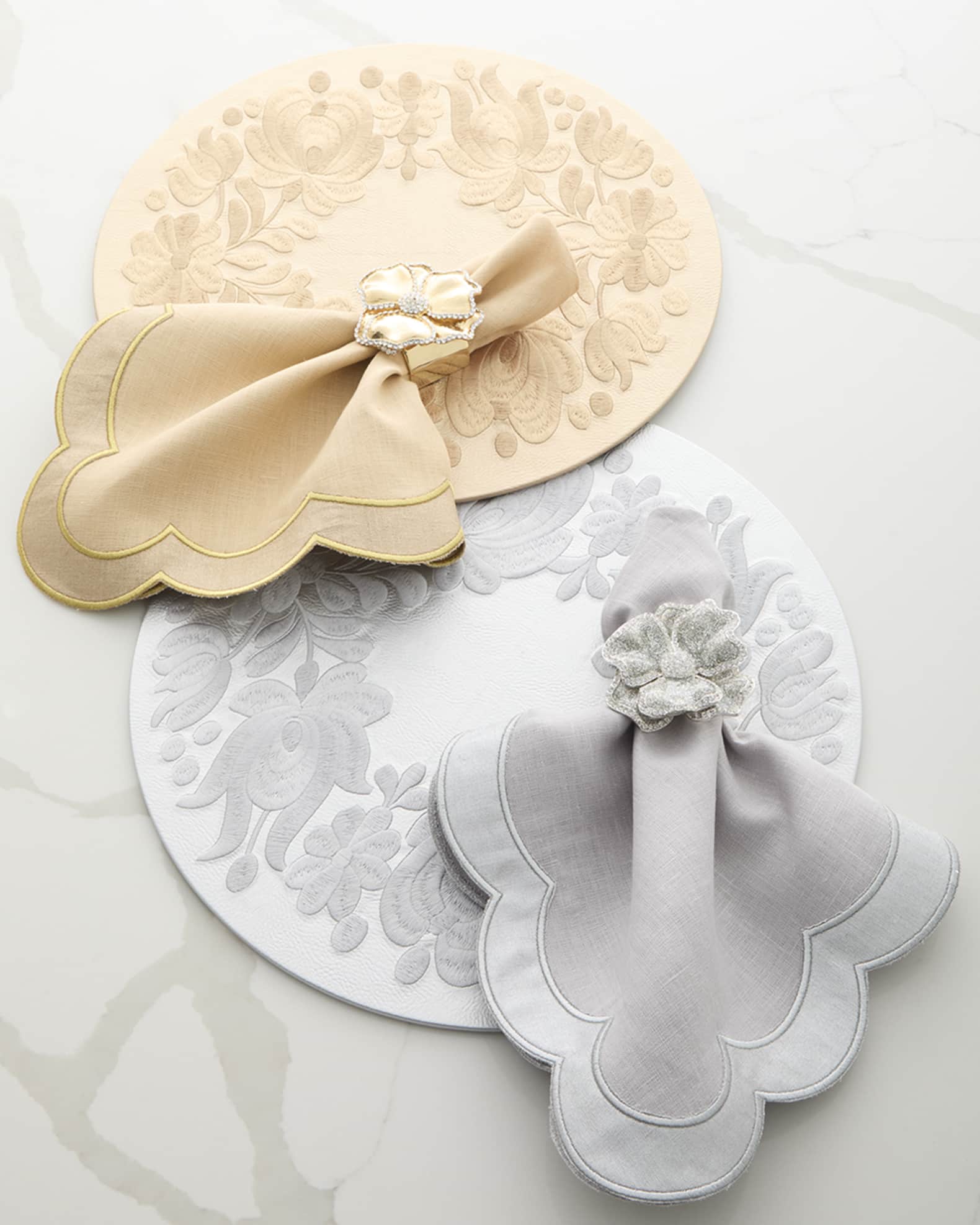 Mixed Metal Floral Table Linens Collection | Neiman Marcus