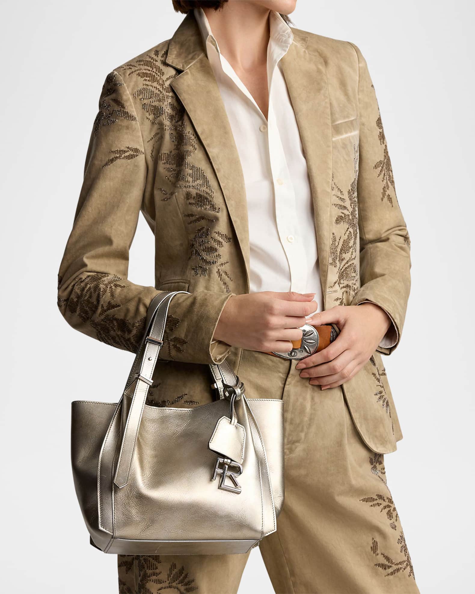 Ralph Lauren Collection RL 888 Small Metallic Calfskin Tote Bag ...