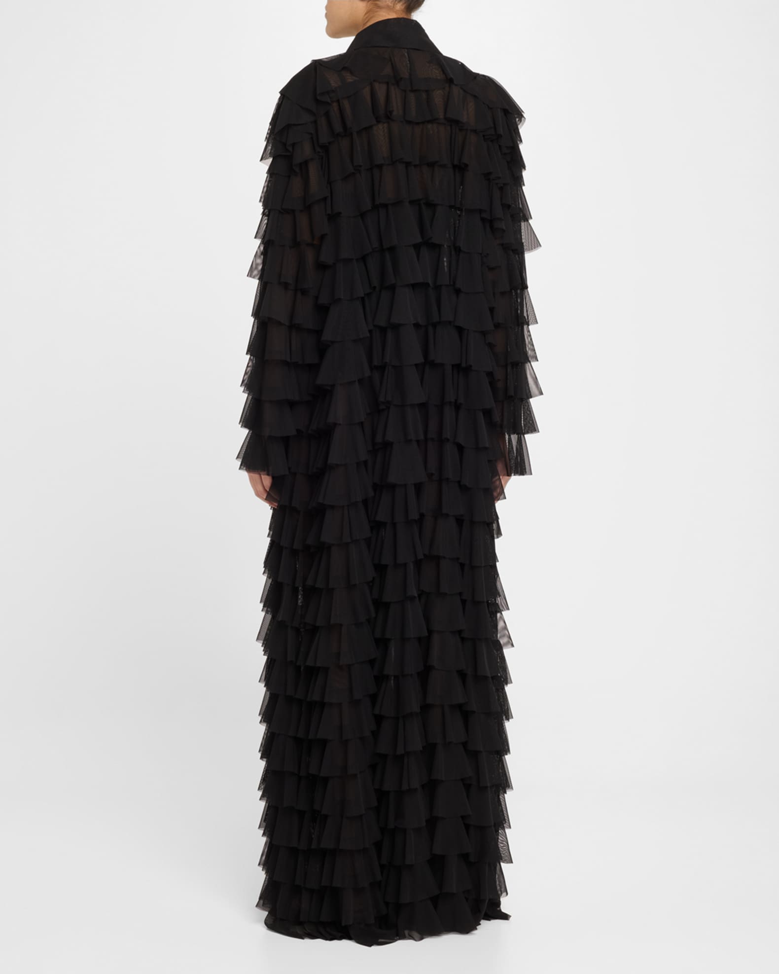 Norma Kamali Oversized Allover Ruffle Coat | Neiman Marcus